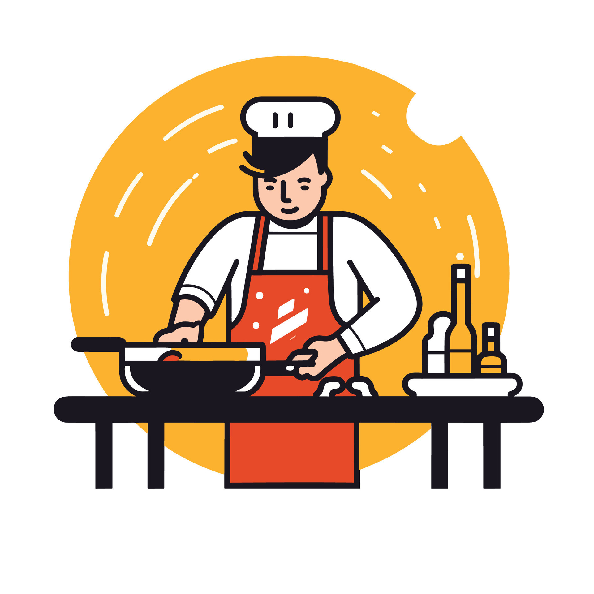 chef cooking in the kitchen, flat art design vector 26642065 Vector Art ...