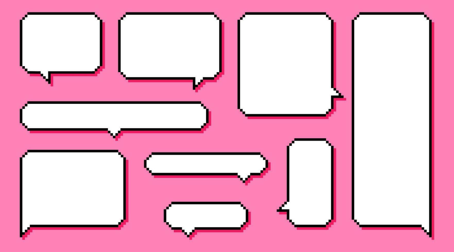 Collection Different Pixel Texting Dialogue Boxes Or Speech Bubble