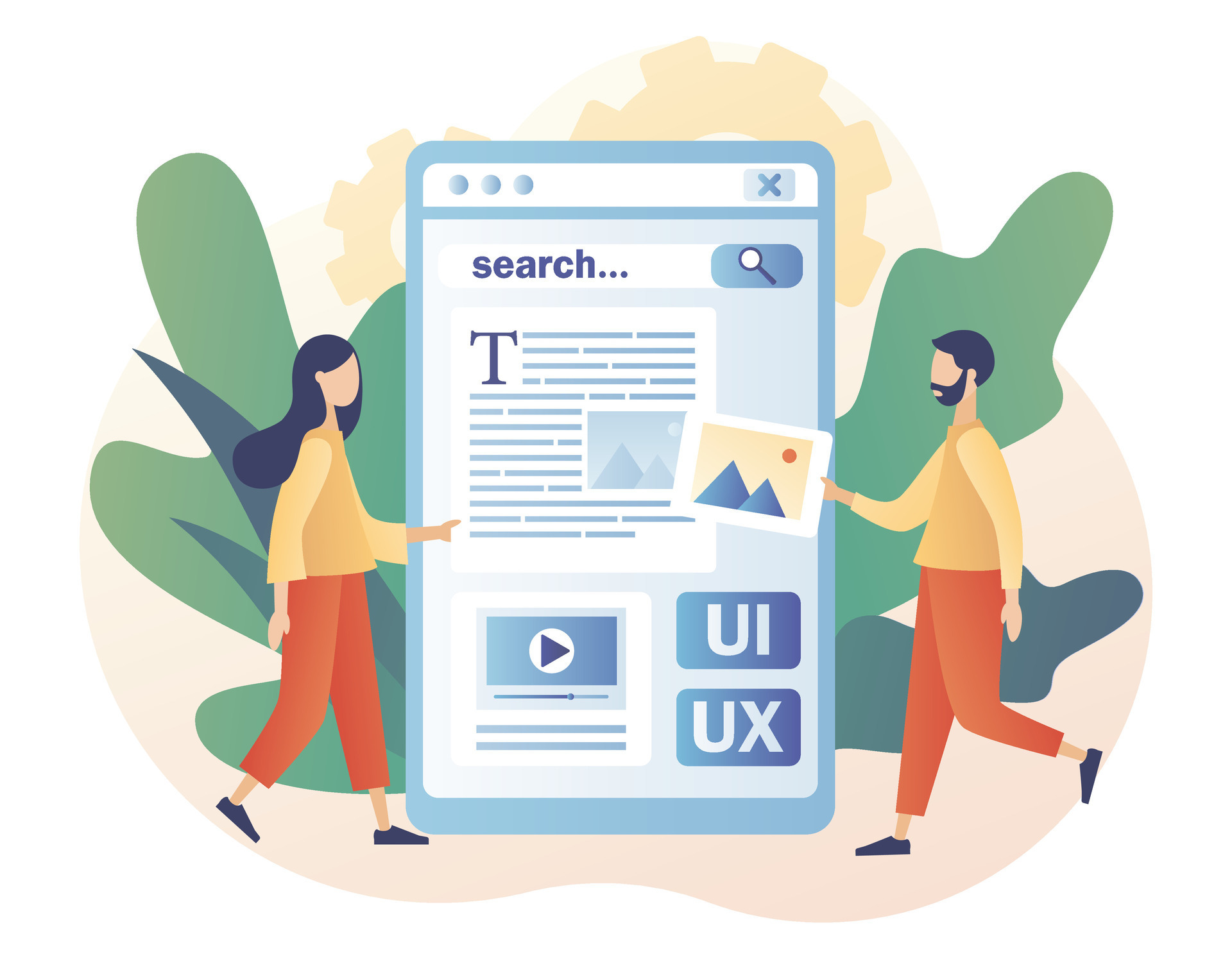 Web UI-UX design. Mobile app development, application design, coding, web building concept ...