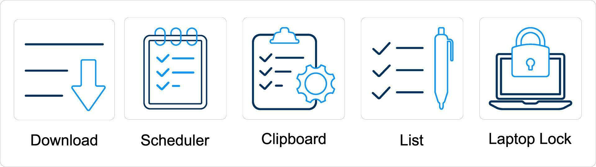 A set of 5 mix icons as download, scheduler, clipboard 26647583 Vector ...