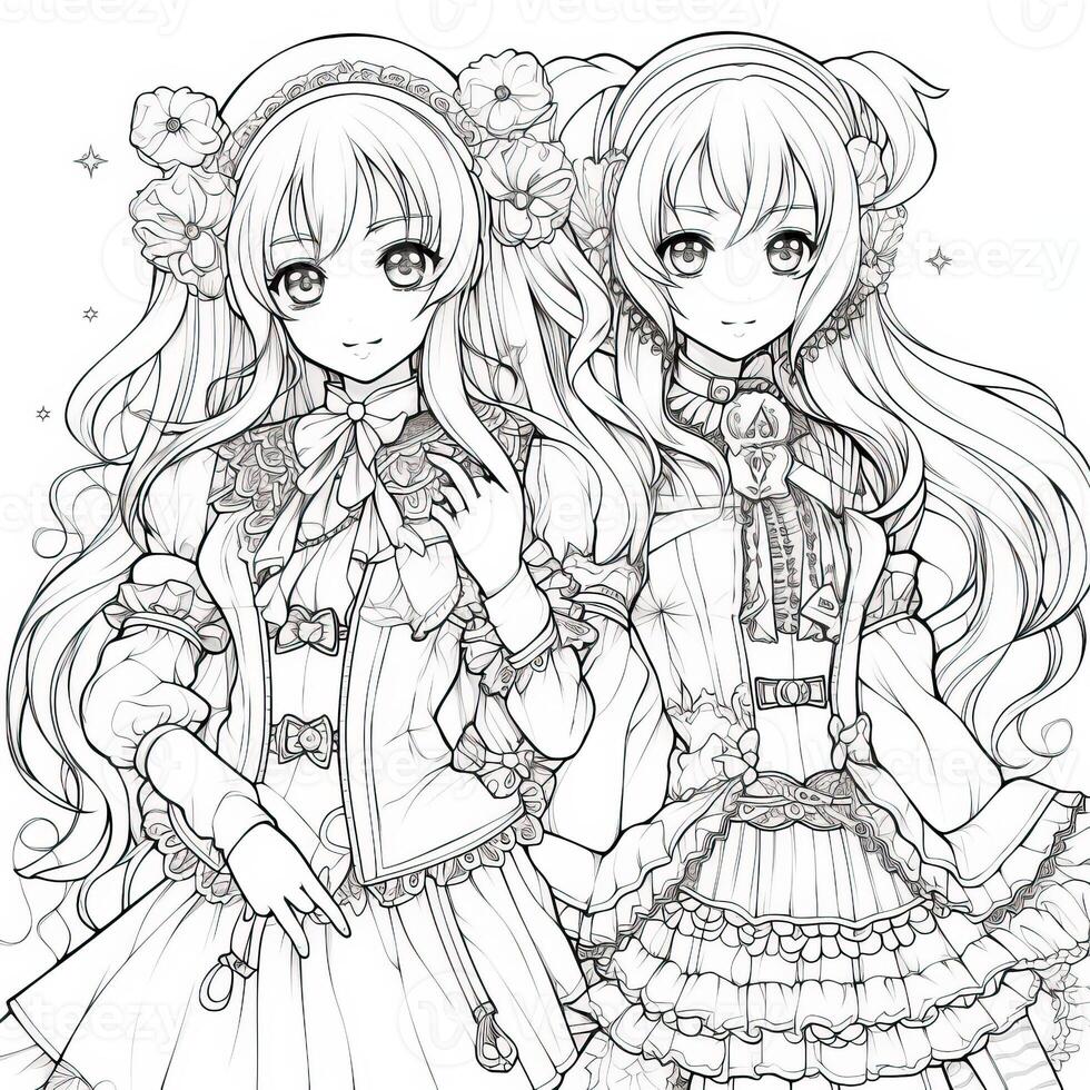 Anime Girl Coloring Pages 26673033 Stock Photo at Vecteezy Anime Girl Coloring Pages 26673033 Stock Photo at Vecteezy