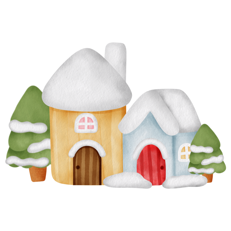 Watercolor Christmas Snow Village. 26674031 PNG