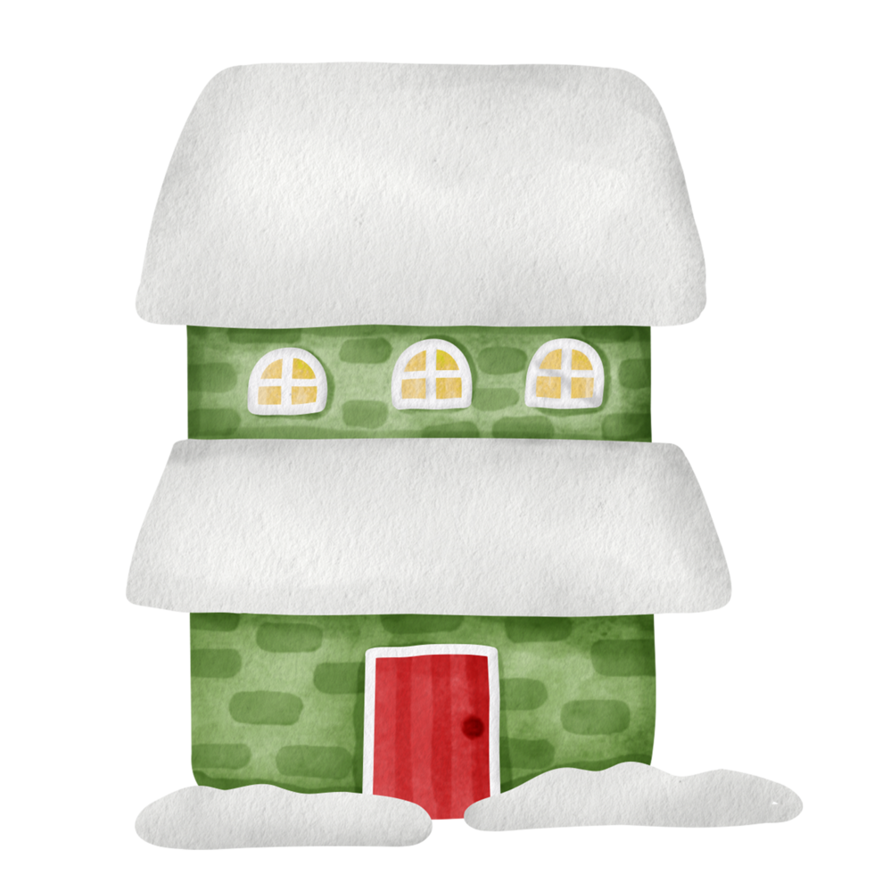 Watercolor Christmas Snow Village. 26674050 PNG