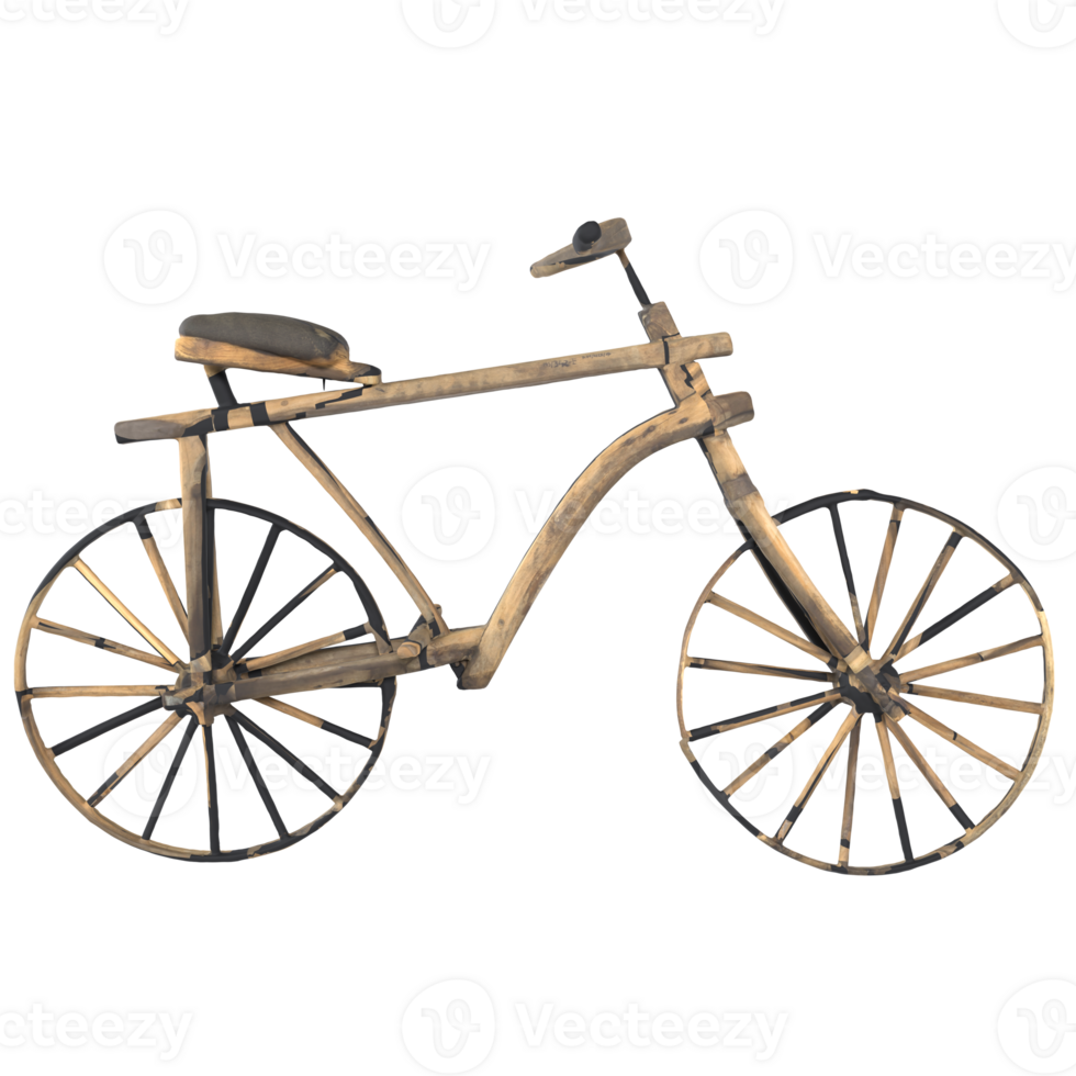 3d Rendering Of Old Wooden Bicycle 26676331 PNG