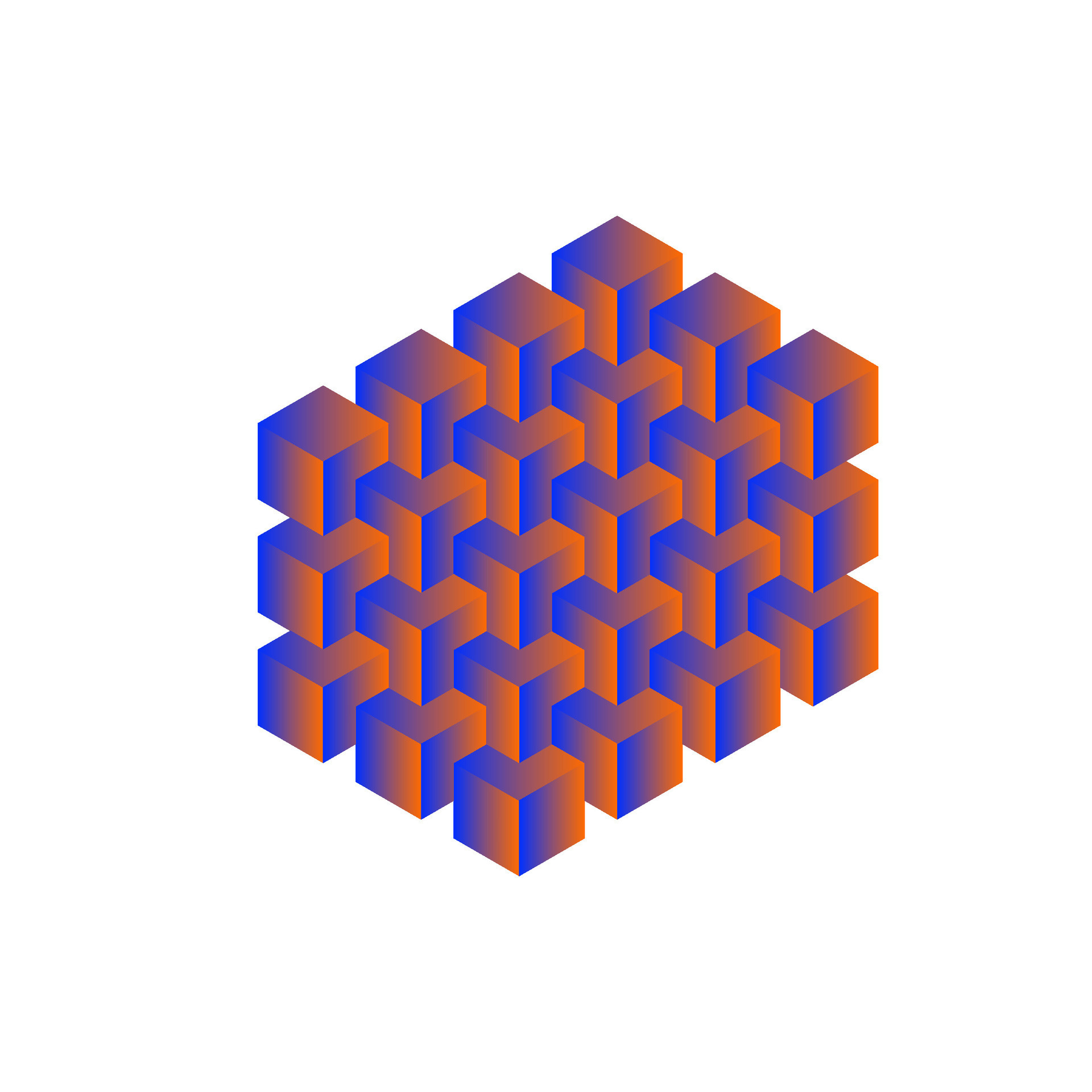 3d Orange And Blue Gradient Cube Boxes Stack Isometric Cubic Blocks Structure Vector
