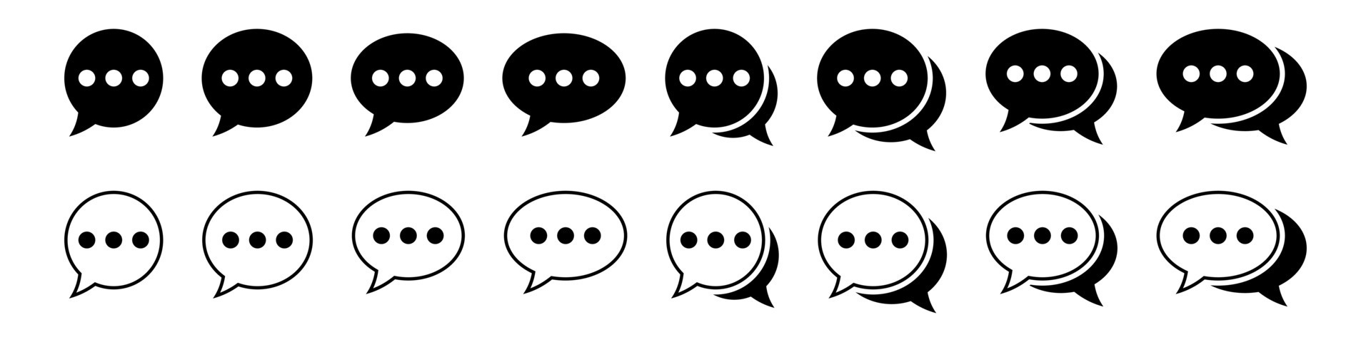 Chat icons vector isolated element. Set of talk bubble speech signs ...