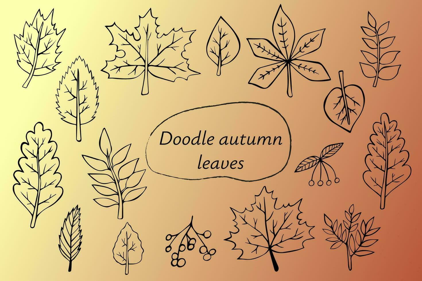 Collection Of Doodle Autumn Leaves 26692496 Vector Art At Vecteezy