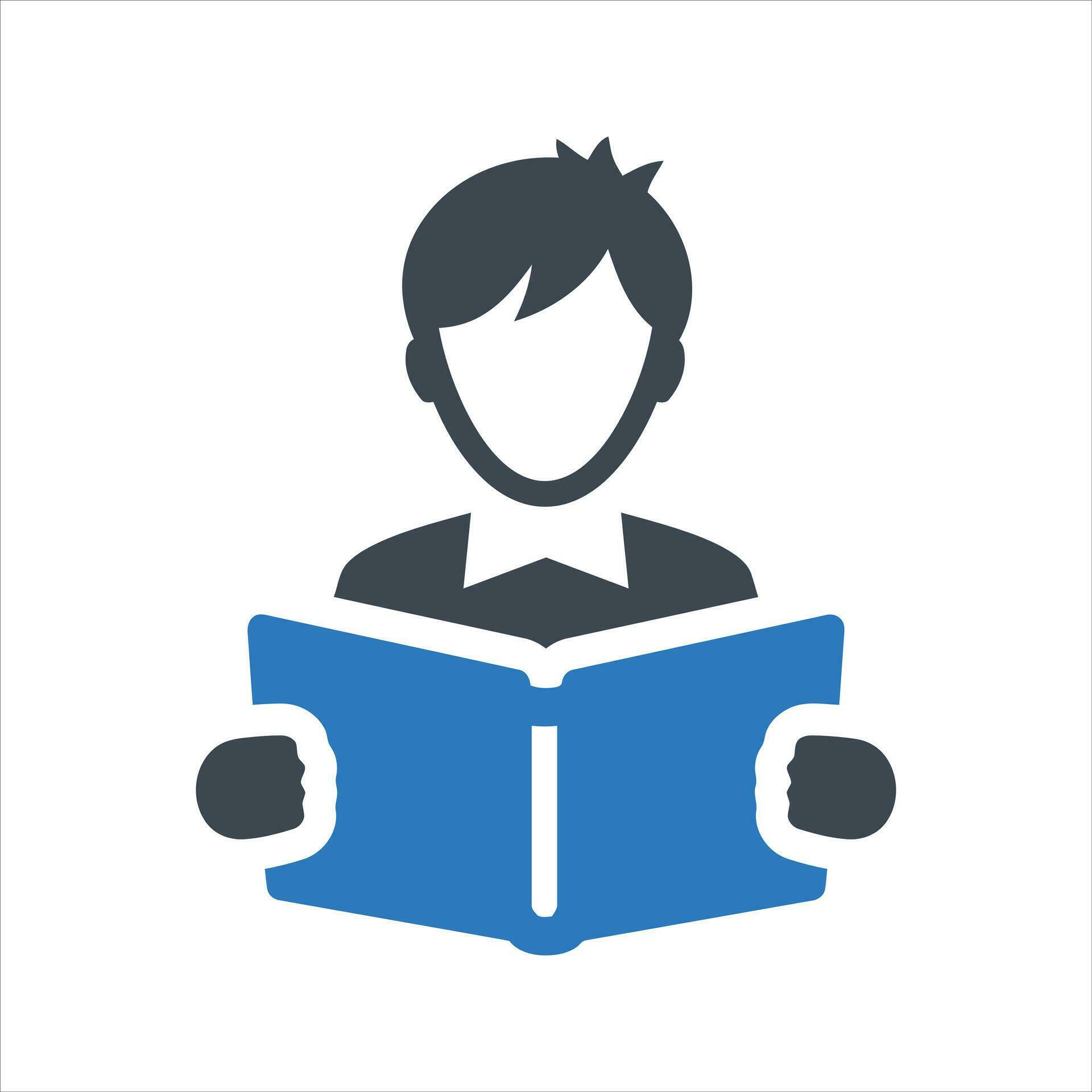 Person reading a book icon. Vector and glyph 26693607 Vector Art at ...