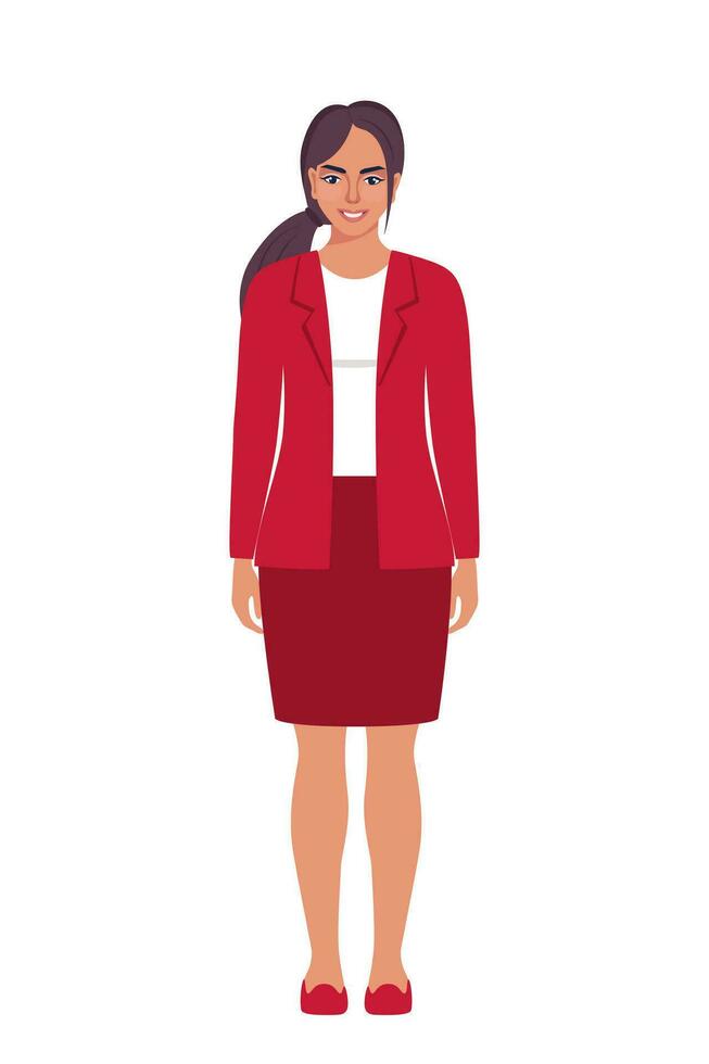 Elegant young woman in business suit. Flat sytle illustration of a ...