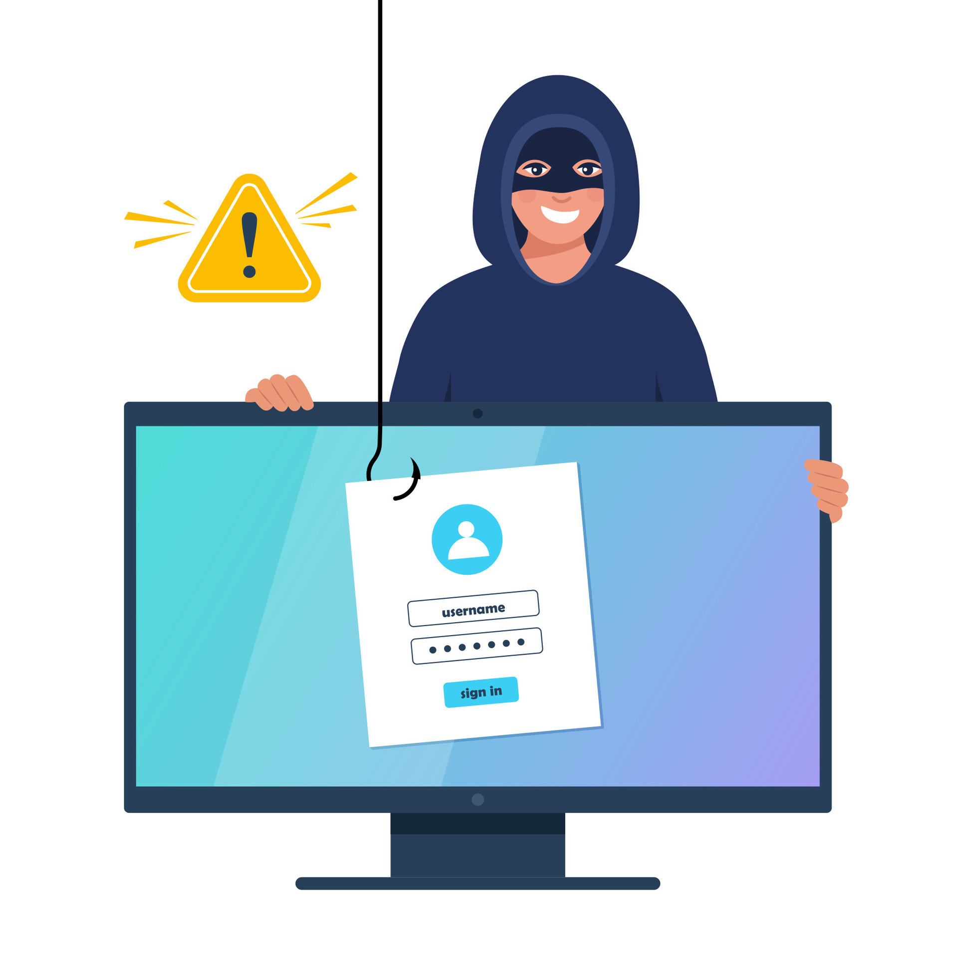 Data Phishing Hacker Attack Thief Hacker In Mask Stealing Personal