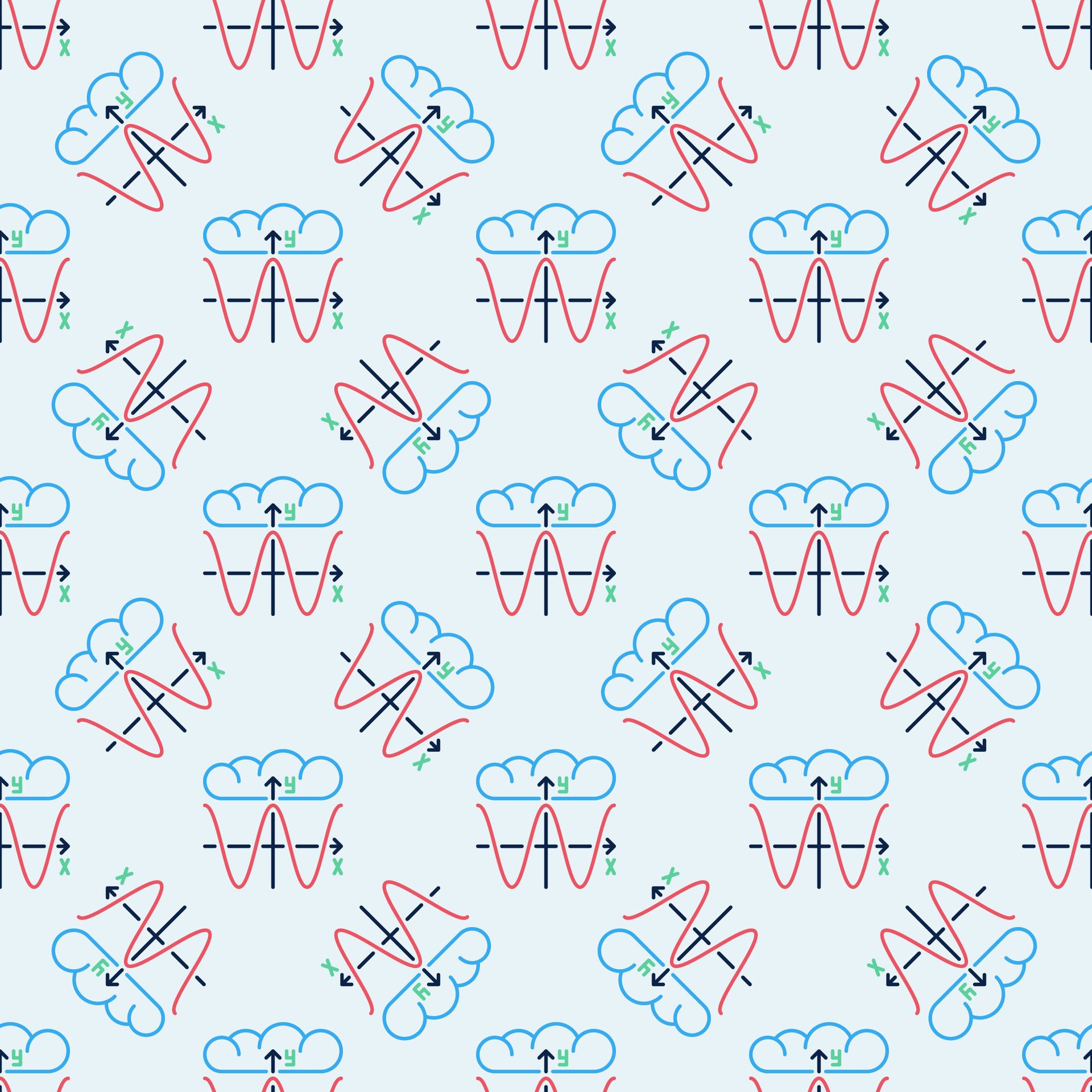 Math Graph and Cloud vector colored seamless pattern 26700452 Vector ...