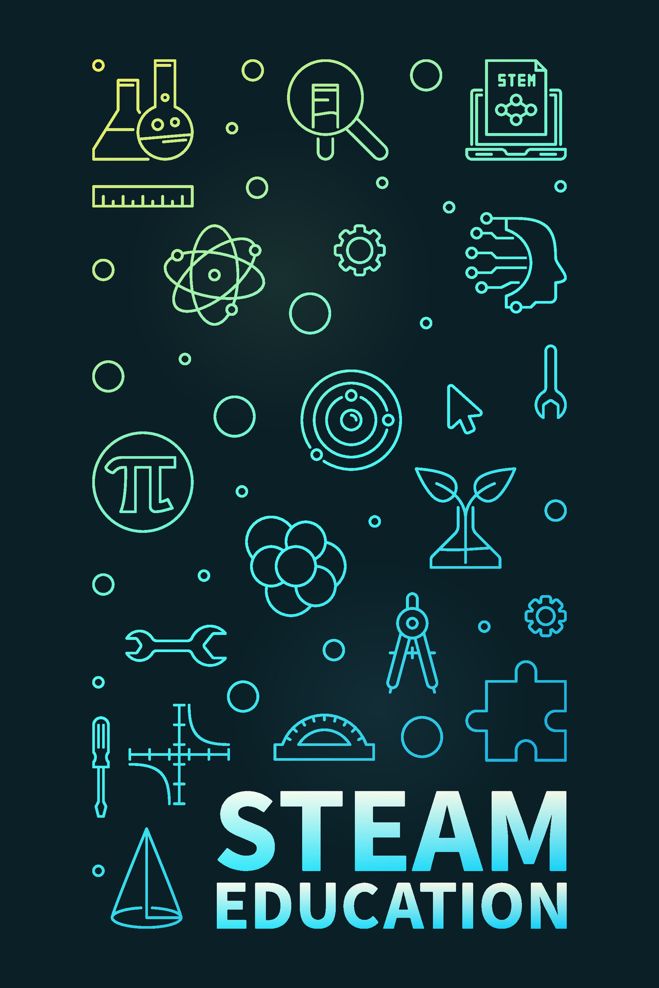 STEAM Education thin line vertical colorful banner - Science, Tech ...