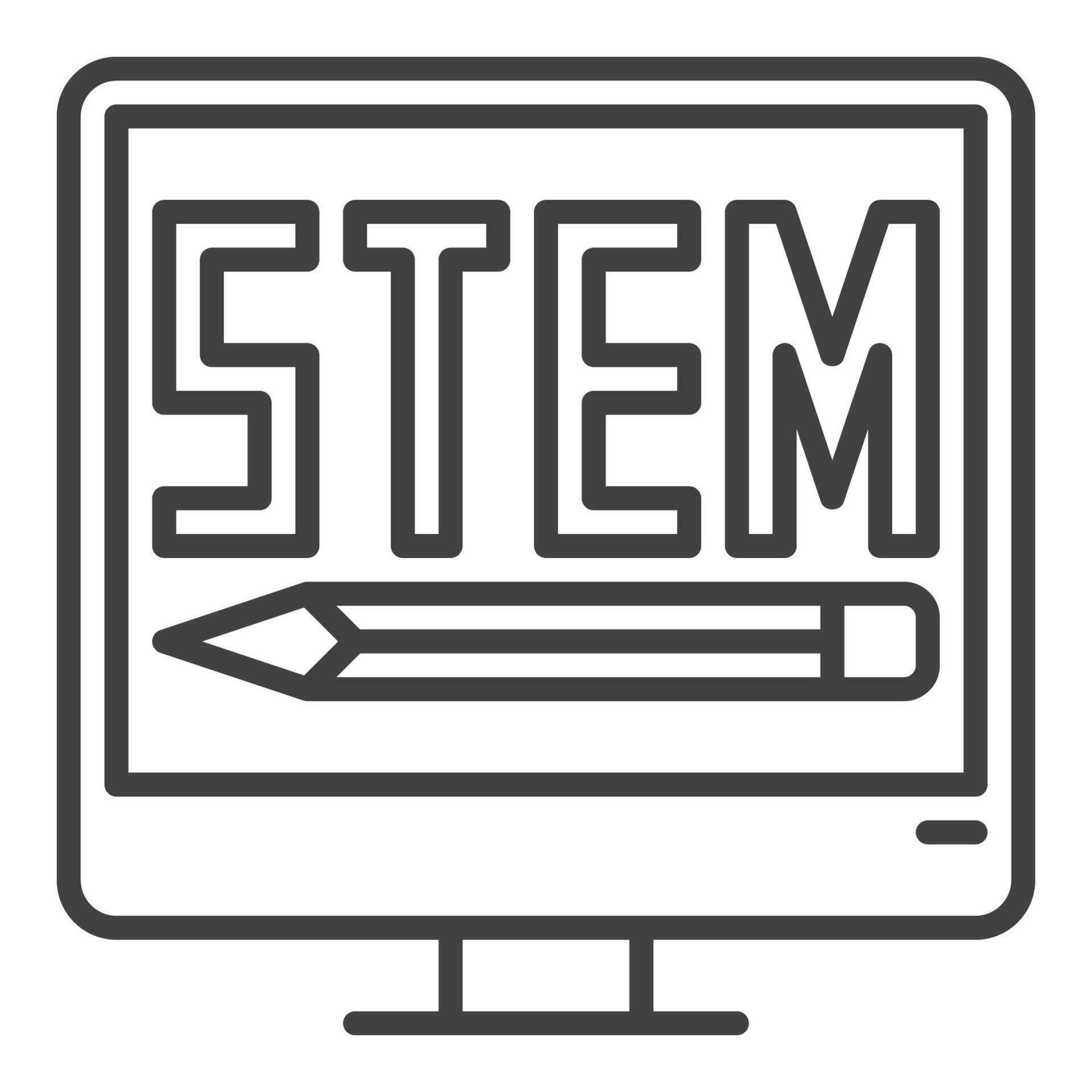 STEM Desktop Computer vector Monitor concept outline icon 26700537 Vector Art at Vecteezy