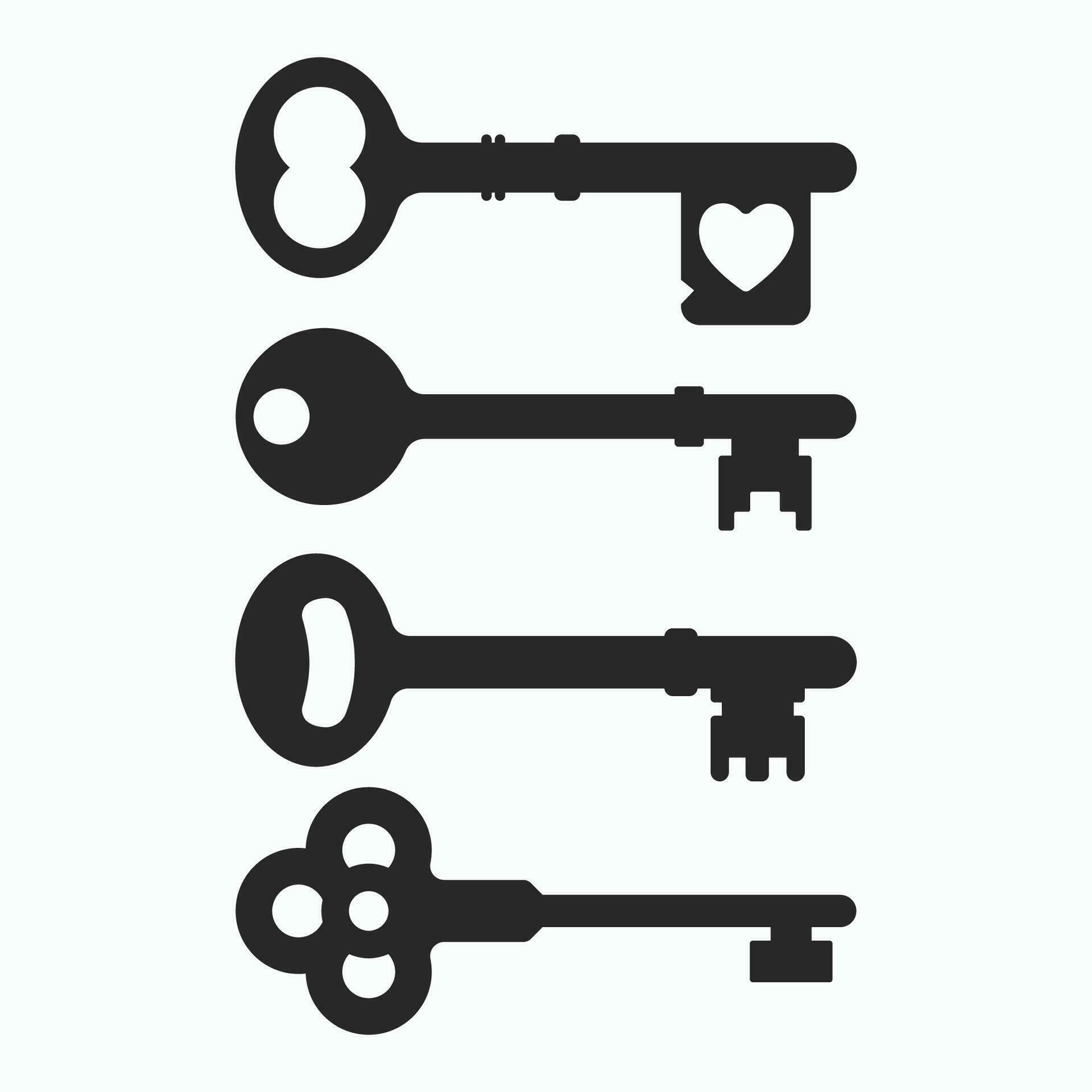 Old vintage key vector icon set. Vector old ornate key. Key icon Set ...