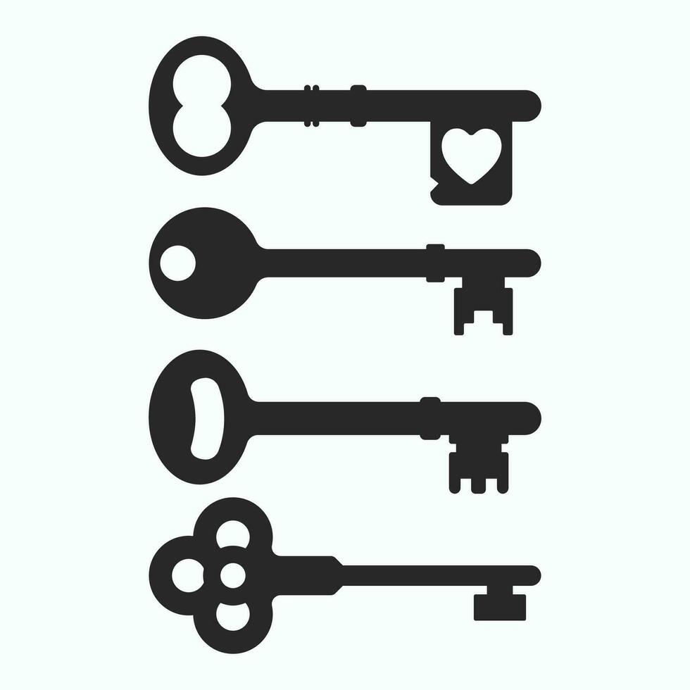 Old vintage key vector icon set. Vector old ornate key. Key icon Set ...