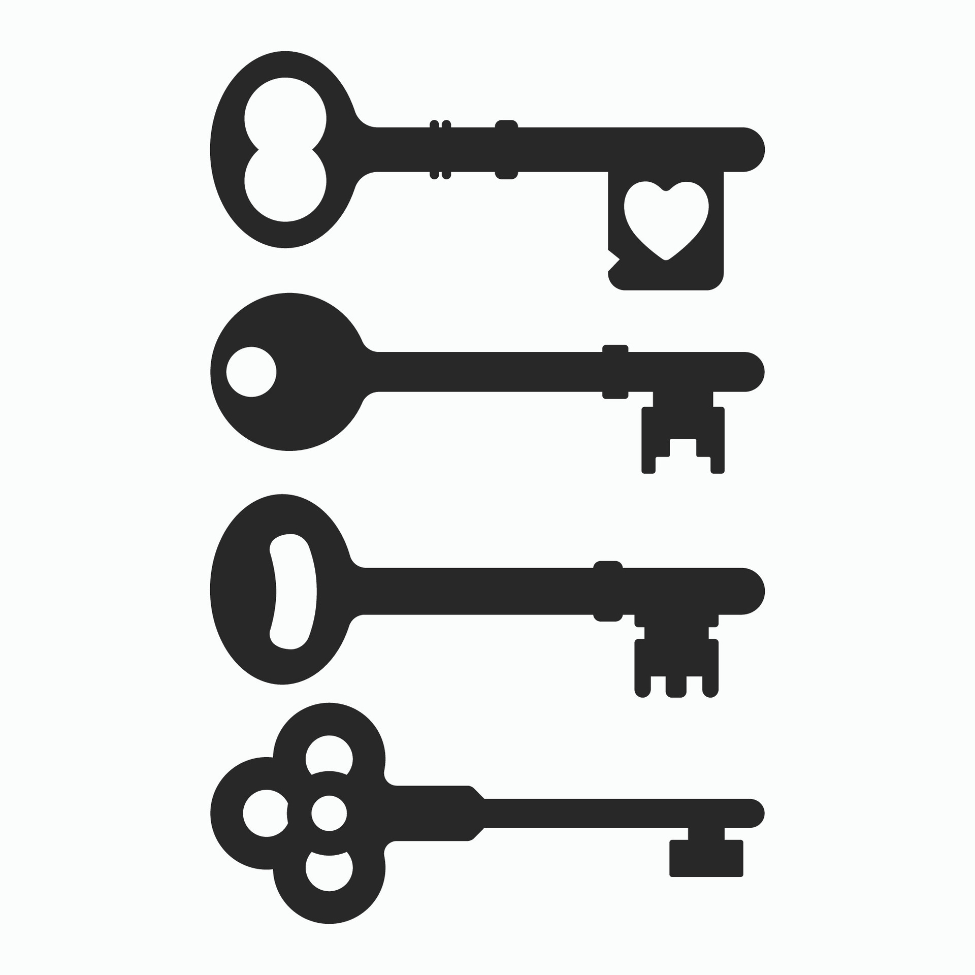 Old vintage key vector icon set. Vector old ornate key. Key icon Set ...