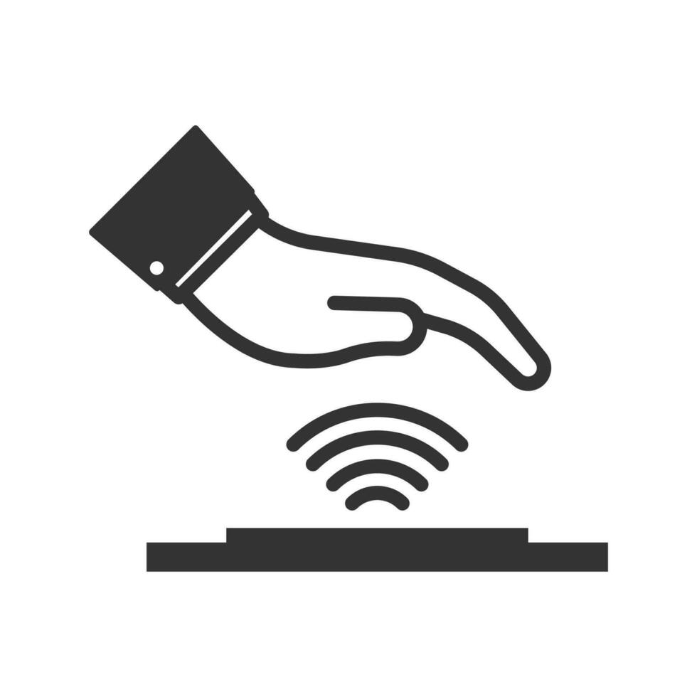 Vector illustration of hand sensors icon in dark color and white ...