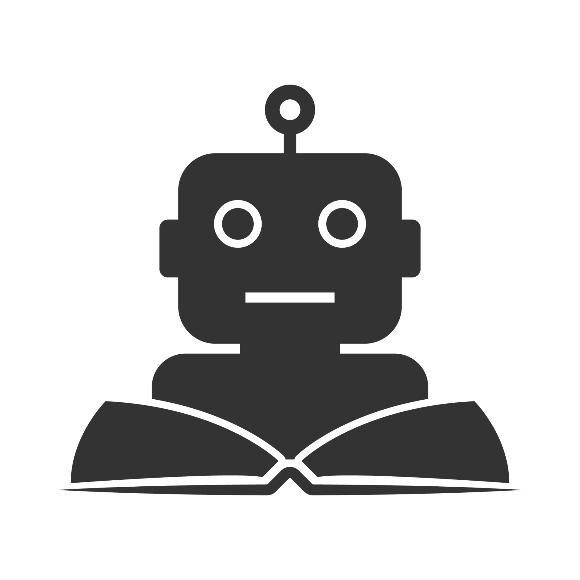Vector illustration of robot education icon in dark color and white ...