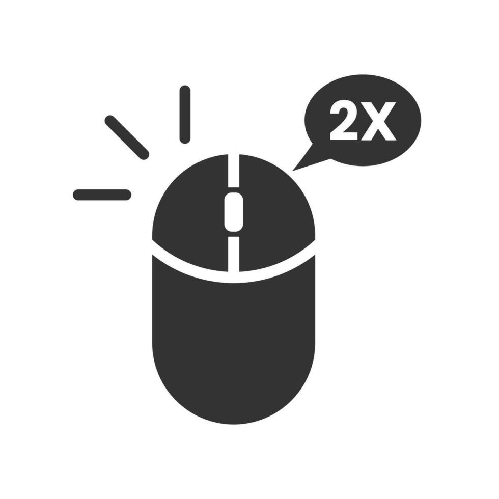 Vector Illustration Of Double Click On The Mouse Icon In Dark Color And White Background