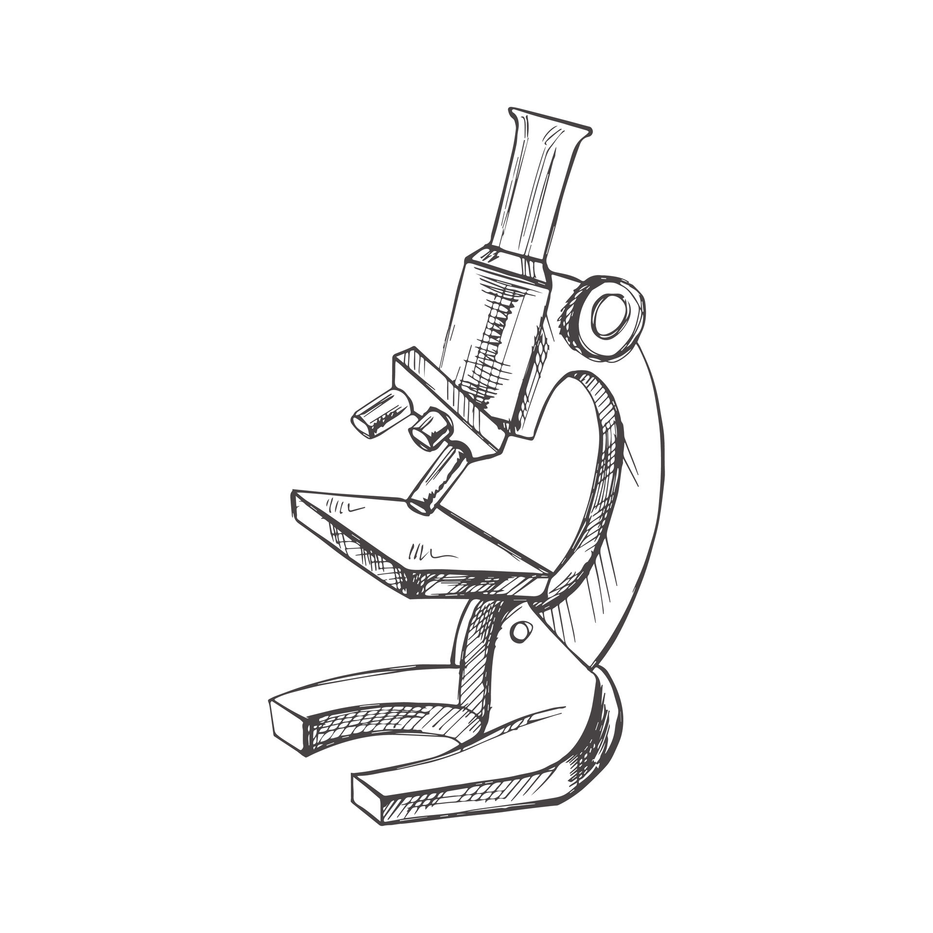 Vector Hand Drawn School Illustration Detailed Retro Style Microscope