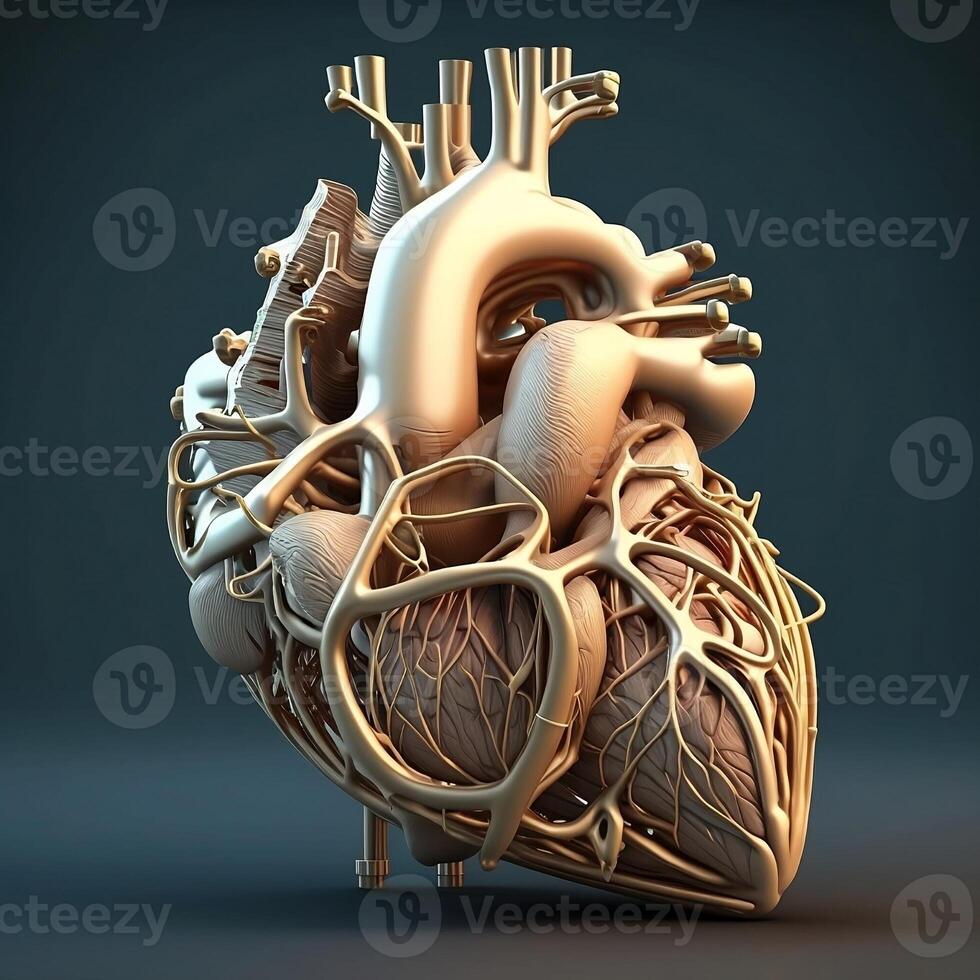 Anatomically Correct Human Heart Detailed Model Isolated On Black Background 26704468 Stock