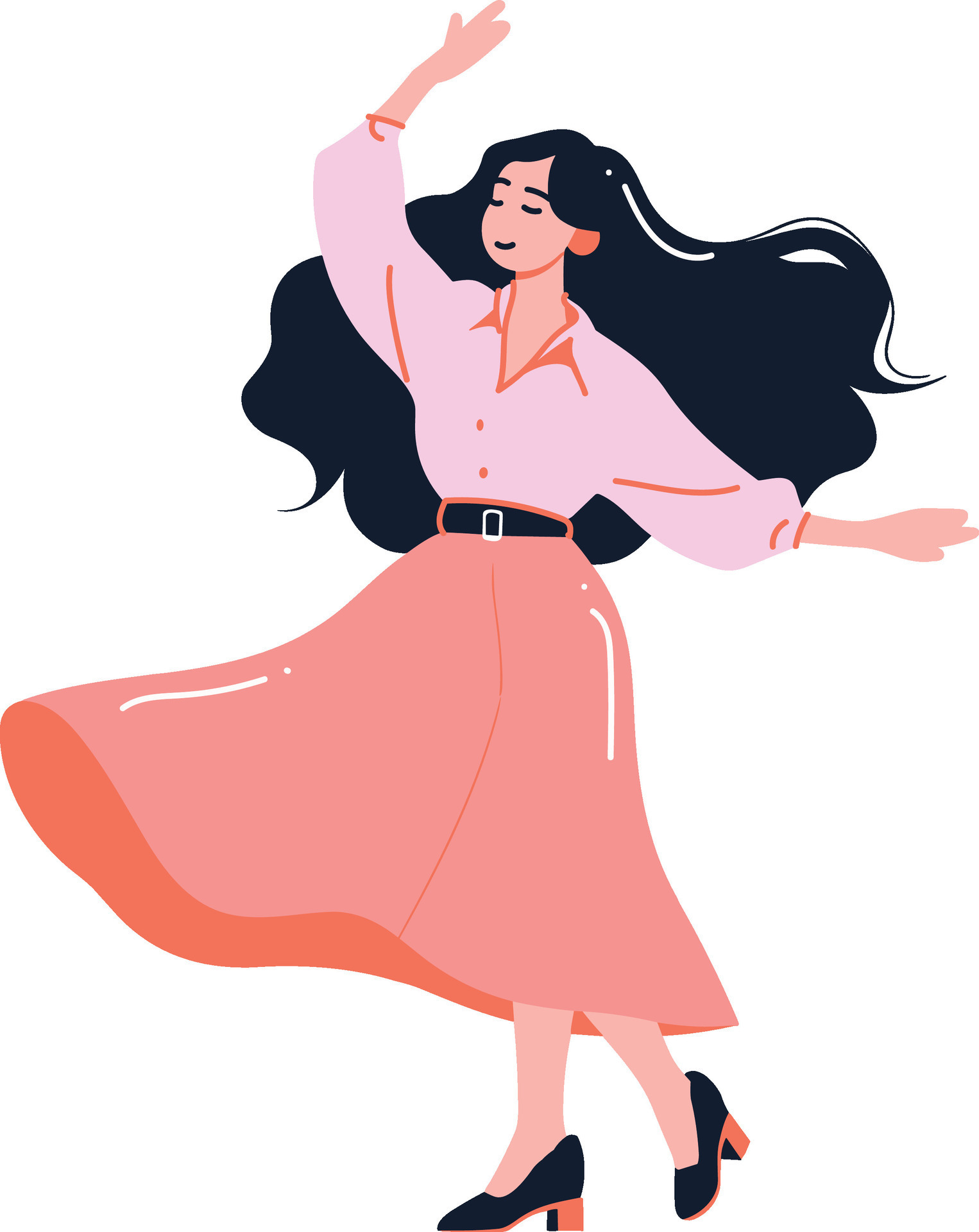 Hand Drawn happy woman dancing in flat style 26705082 Vector Art at ...