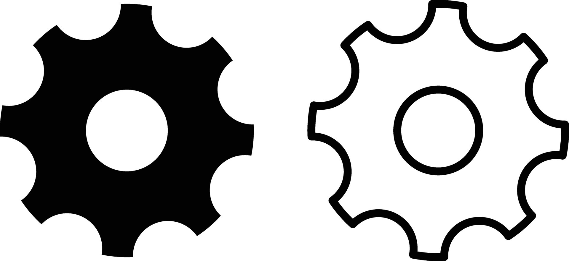 Setting icon set vector in two styles . Tools icon . Cog icon. Gear ...