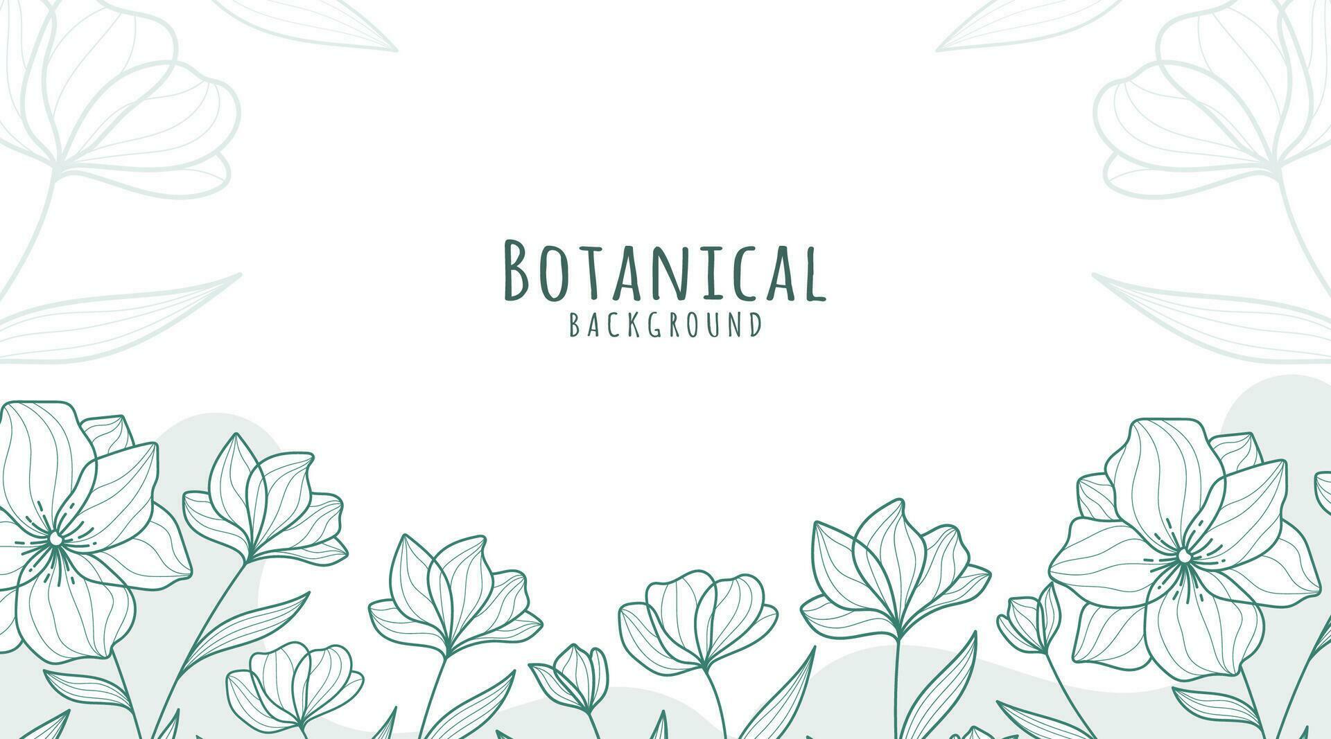 Botanical Line Art Background, Botanical Background, Leaves and Flower ...
