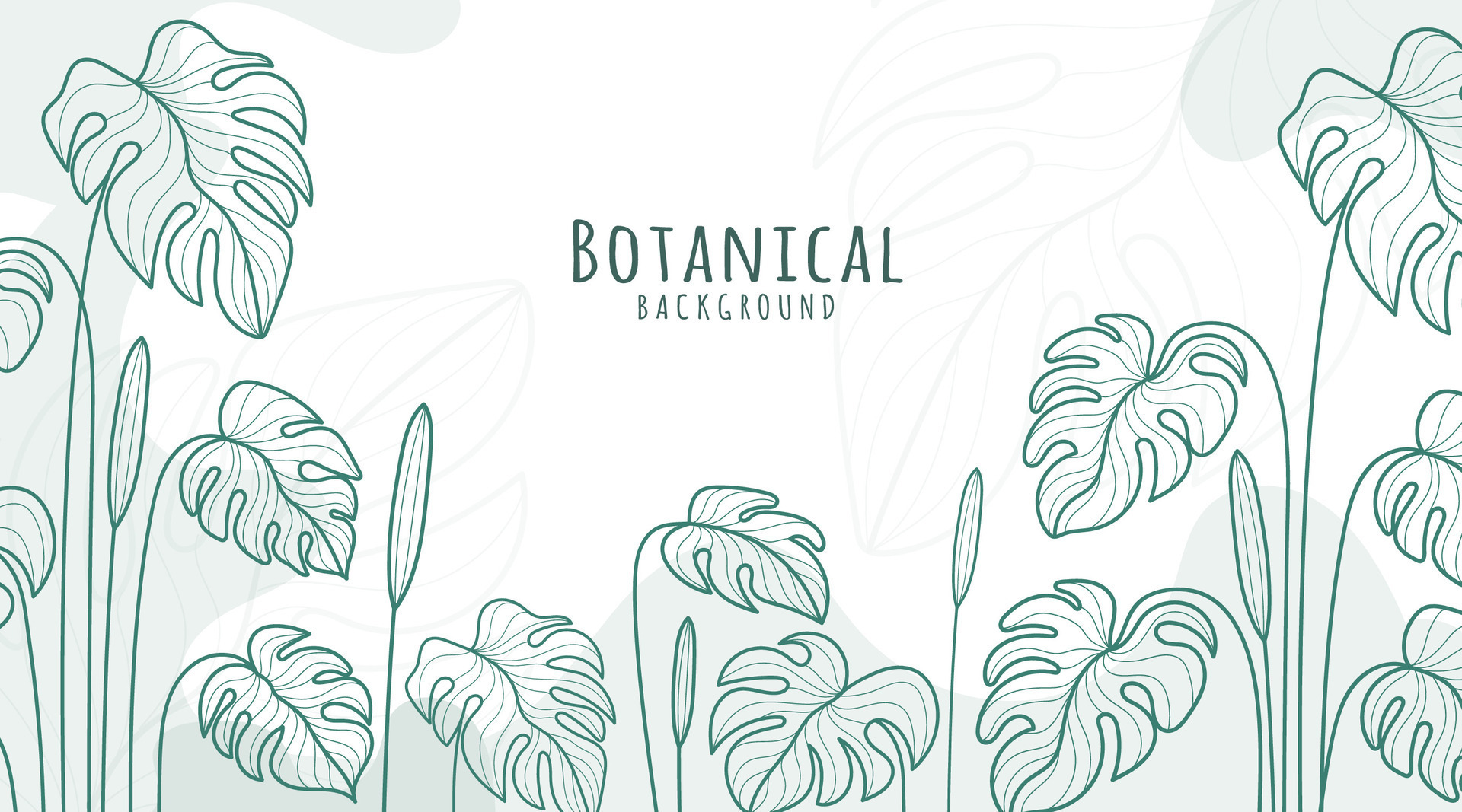 Botanical Line Art Background, Botanical Background, Leaves and Flower ...