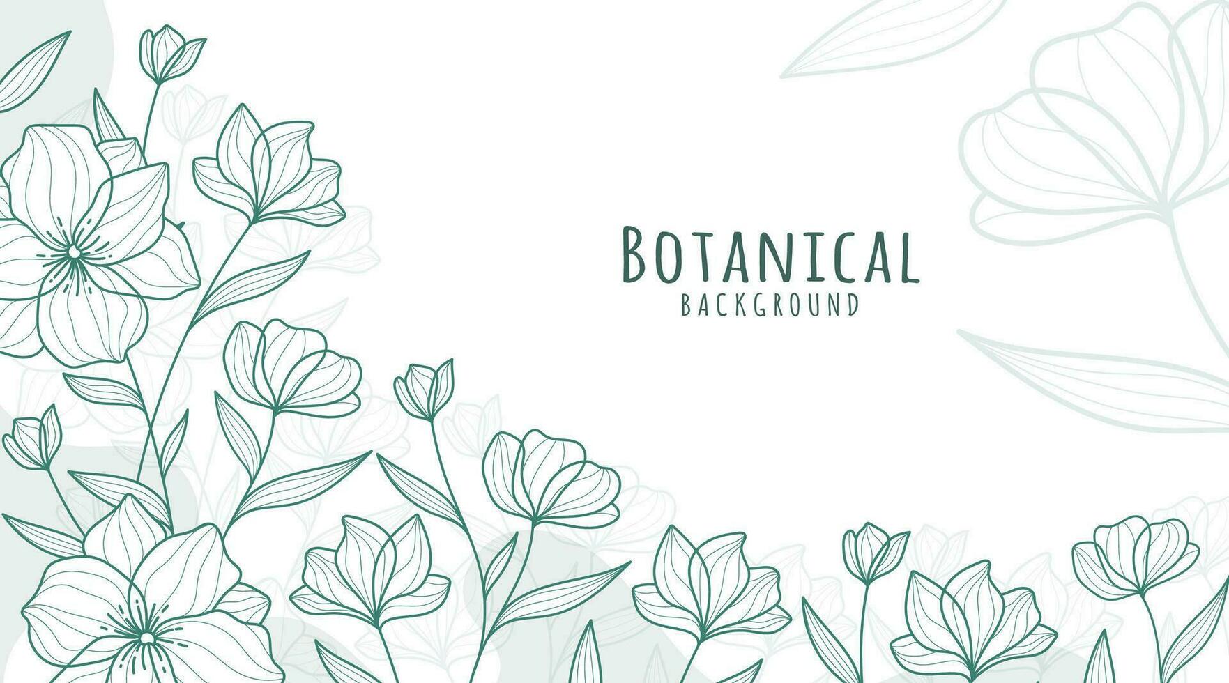 Botanical Line Art Background, Botanical Background, Leaves and Flower ...
