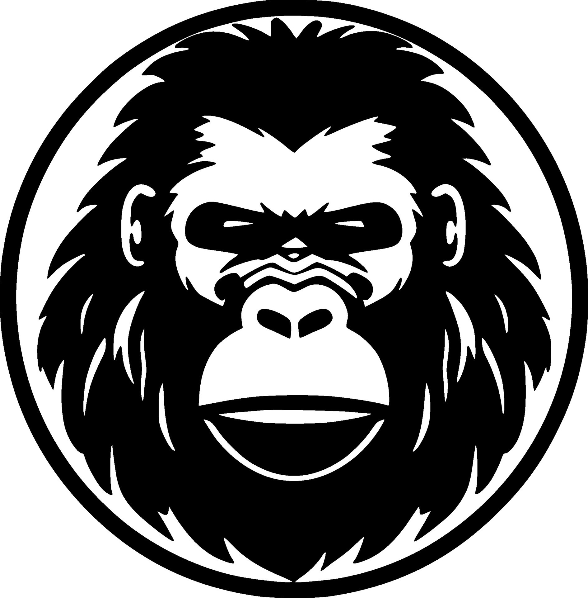 Gorilla, Black and White Vector illustration 26708870 Vector Art at ...