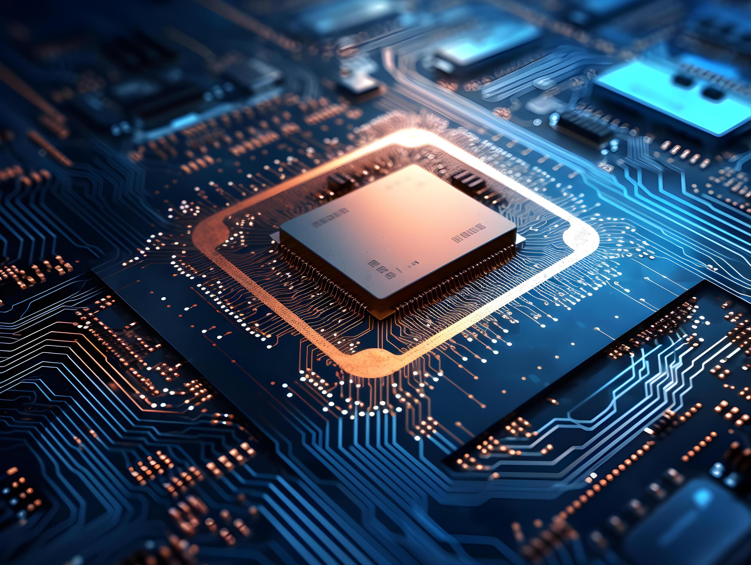 Central computer processors CPU technology background. Close up of a microchip circuit interior ...