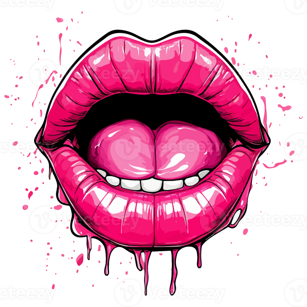 Beautiful Female Lips In Pink Lipstick Hand Sketch Illustration 26721011 Png