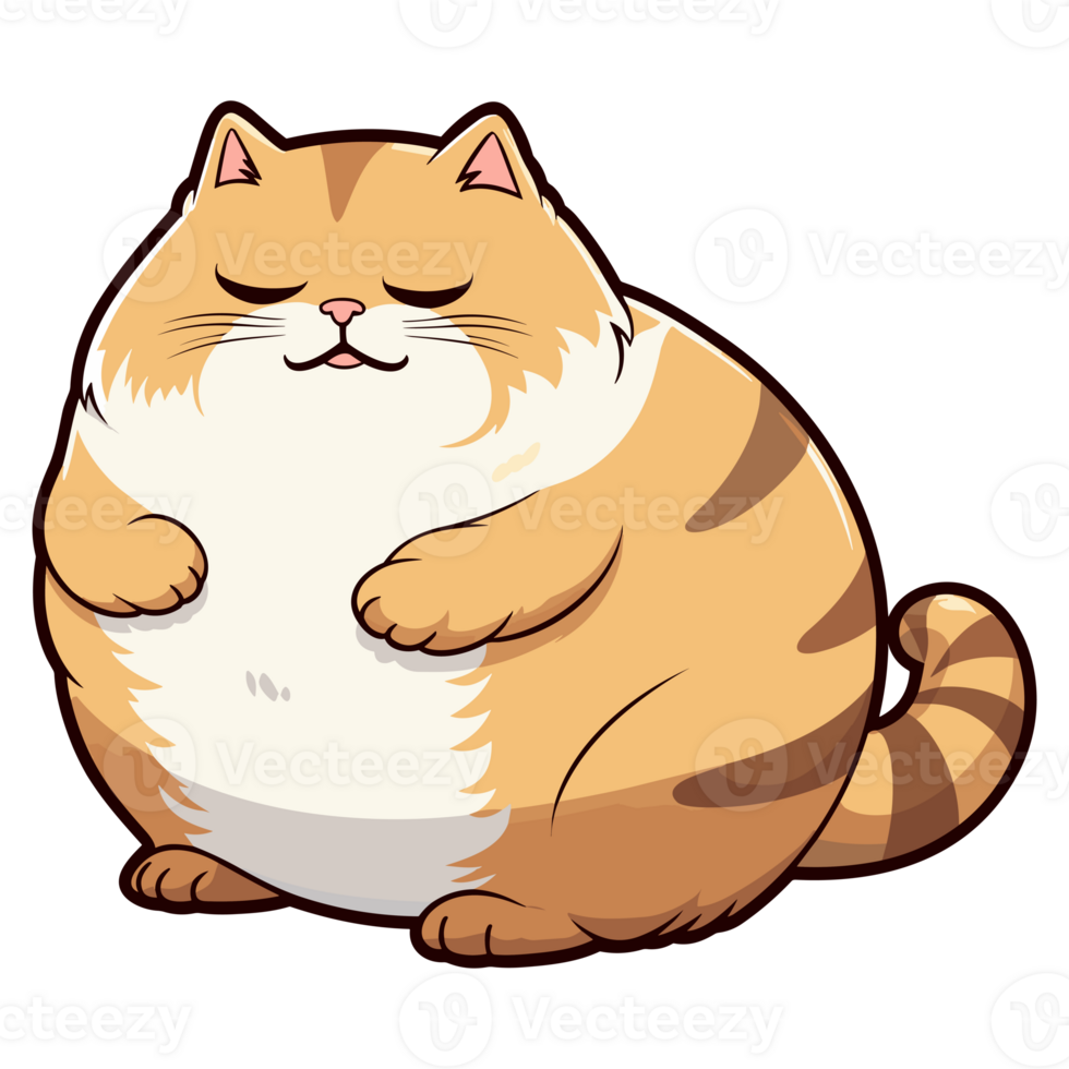 Cute fat cat sticker design, Funny crazy cartoon illustration 26721579 PNG