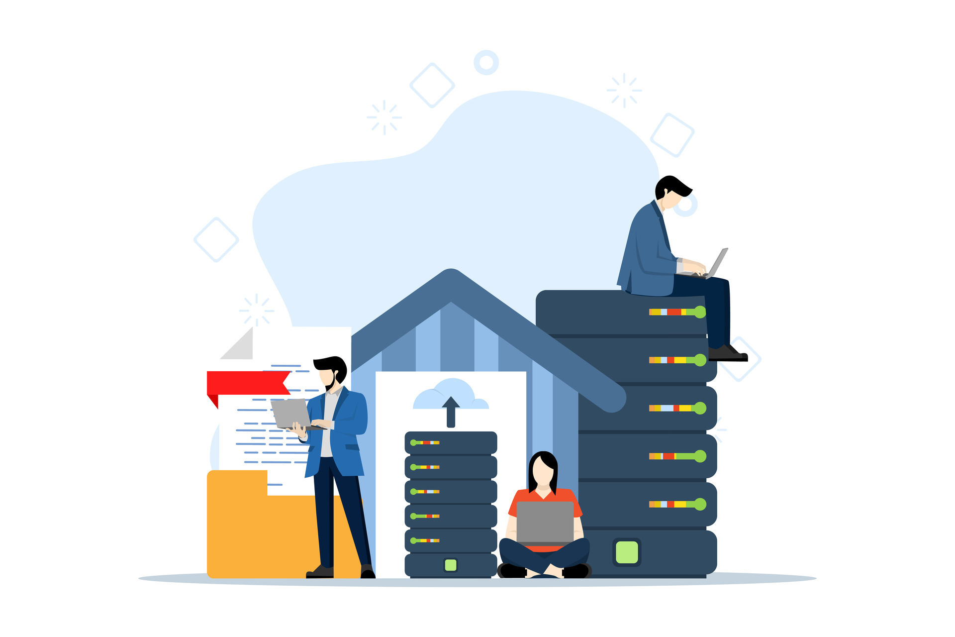 Concept Of Data Warehouse Storage Server Cloud Storage Technology