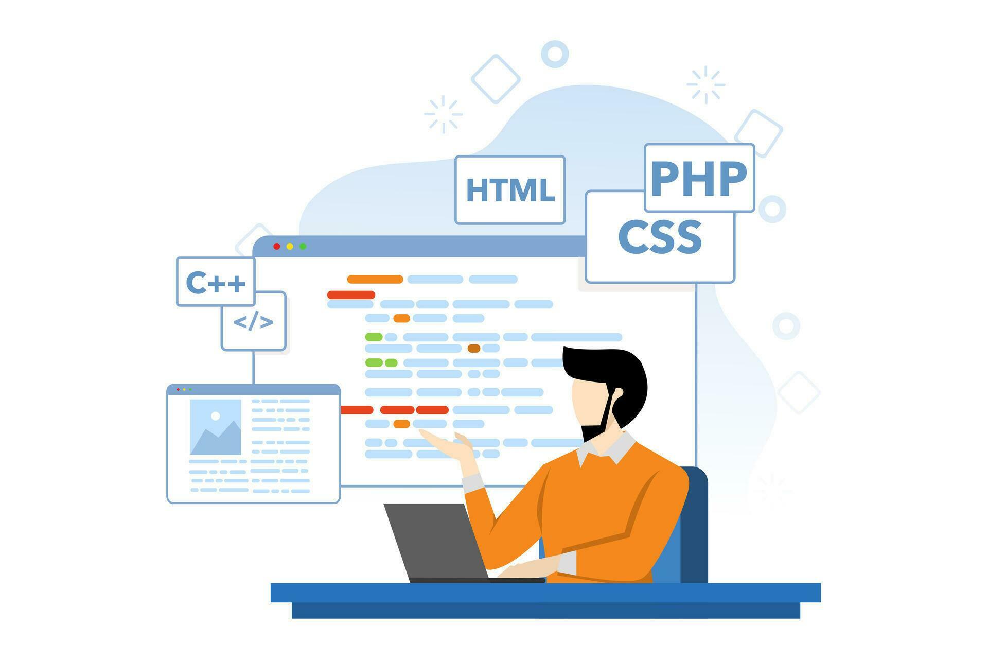 Web Development concept, characters are designing and developing ... Web Development concept, characters are designing and developing ...