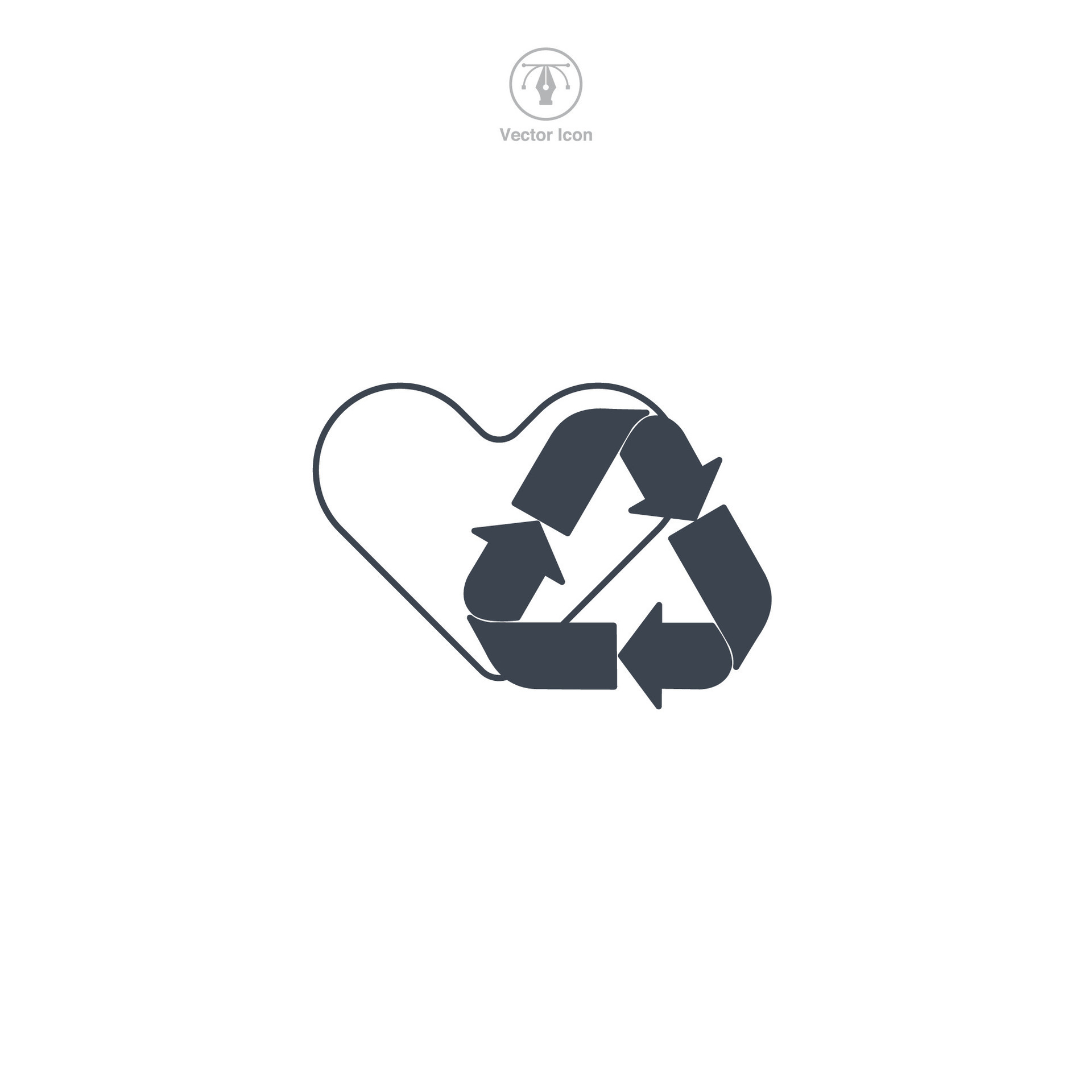 Reciclaje Con Corazón Icono Símbolo Vector Ilustración Aislado En