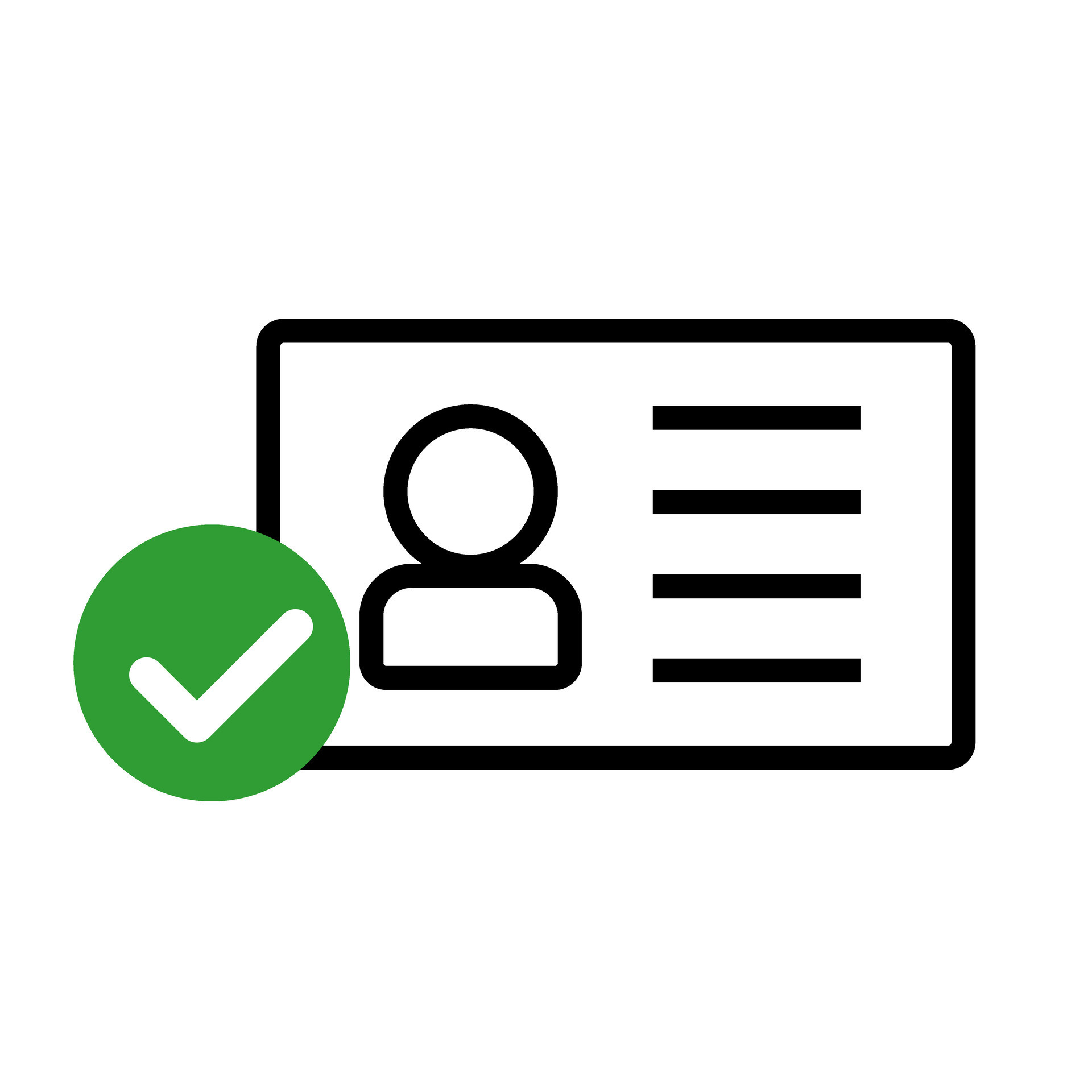 Identification verification icon. ID card and check mark. Vector ... Identification verification icon. ID card and check mark. Vector ...