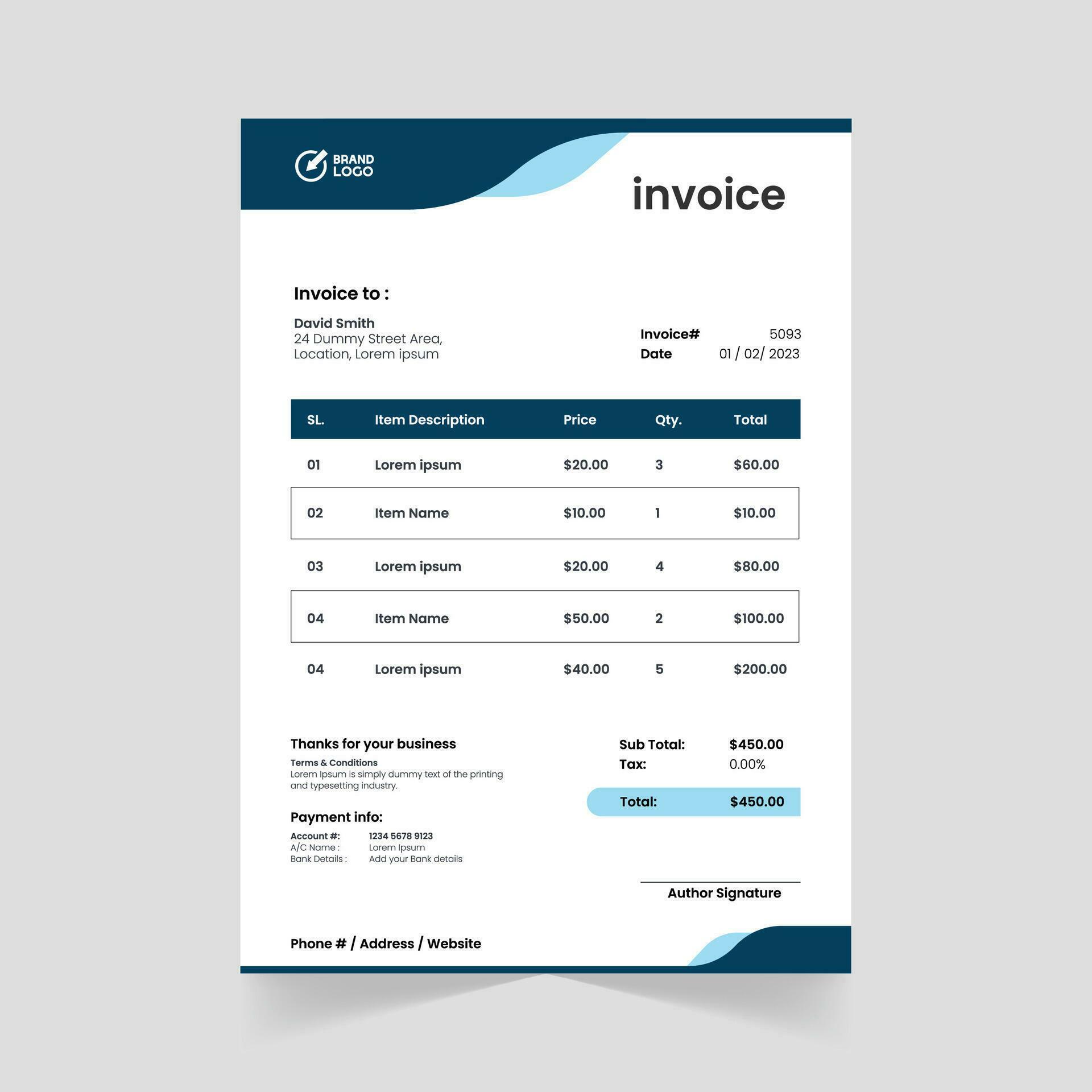 Modern Vector Abstract Invoice Design Template 26729123 Vector Art At