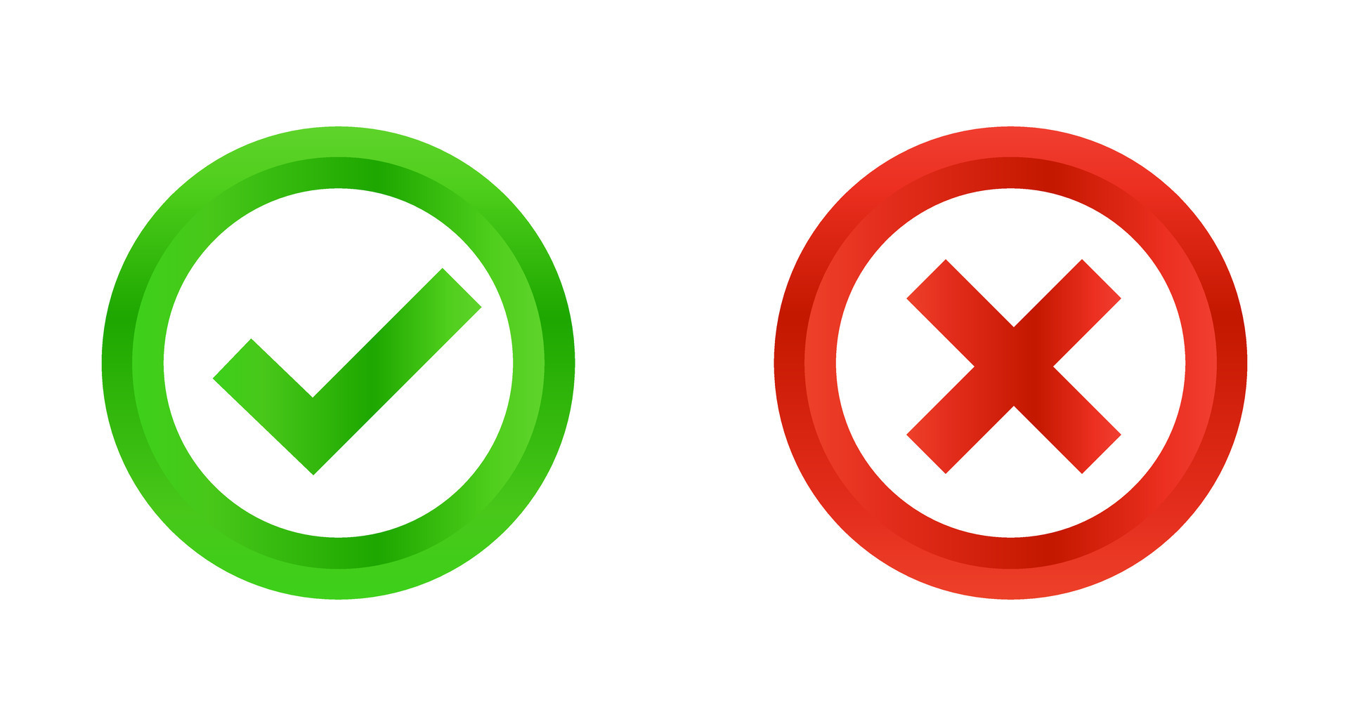 Check And Cross Mark Icon Set With Gradient Permitted And Prohibited Vector 26729241 Vector
