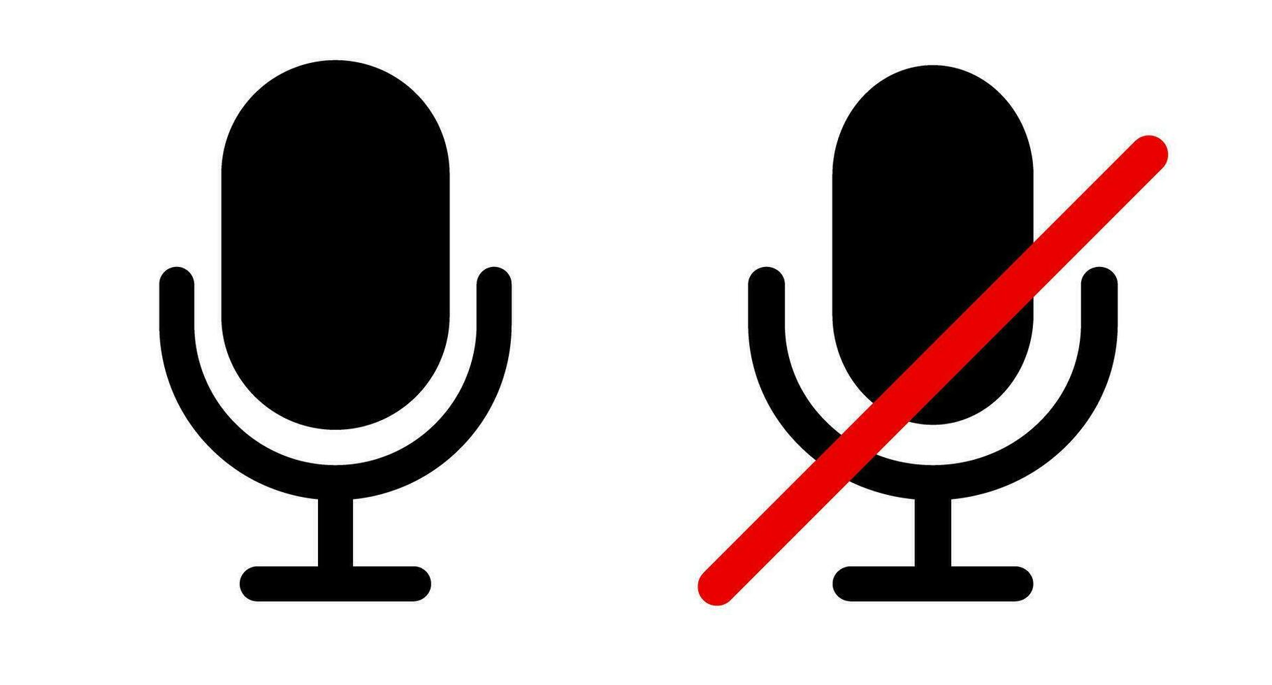 A set of microphone and microphone mute icons. Silent mode for web ... A set of microphone and microphone mute icons. Silent mode for web ...