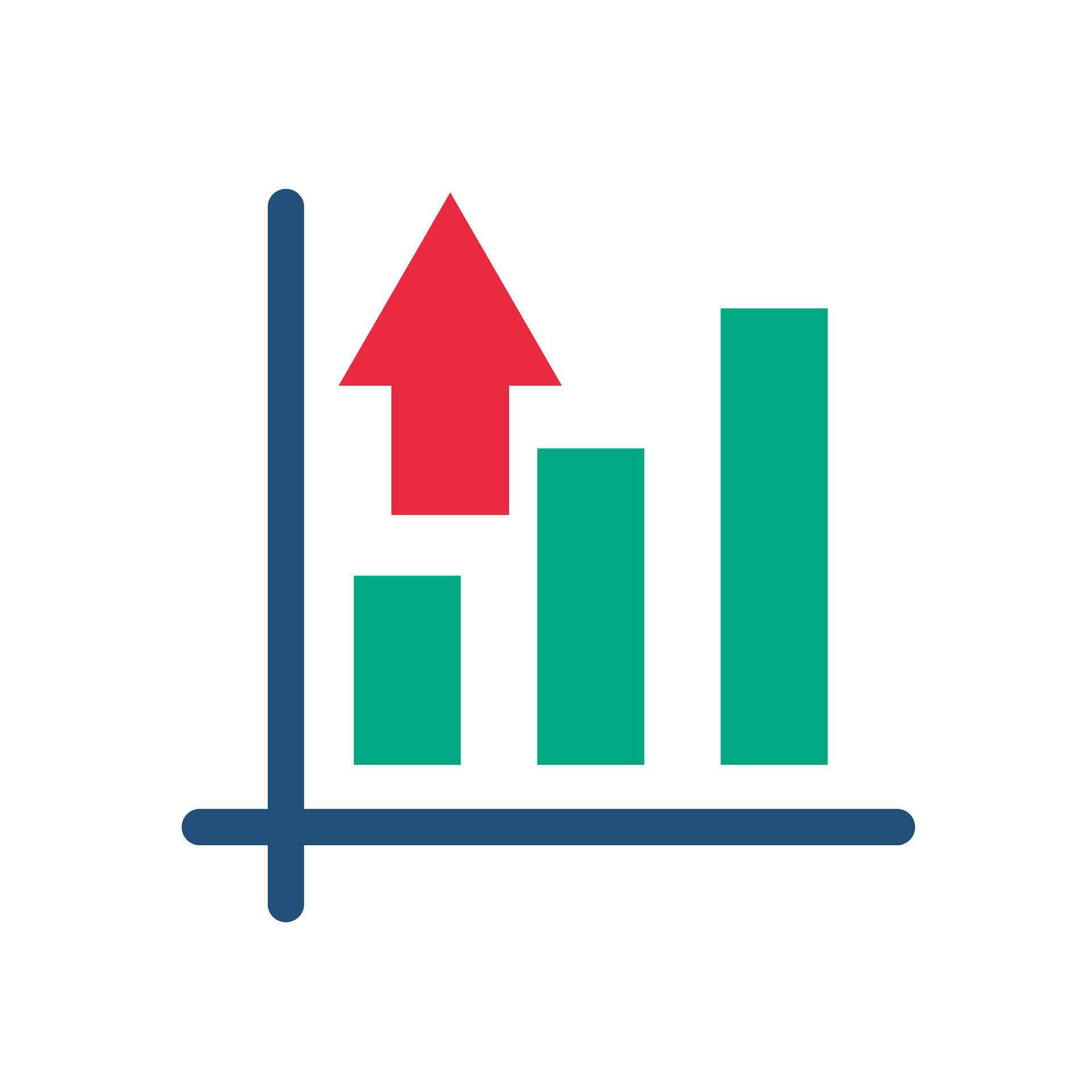 Increasing bar chart icon. Uptrend. Vector. 26729965 Vector Art at Vecteezy