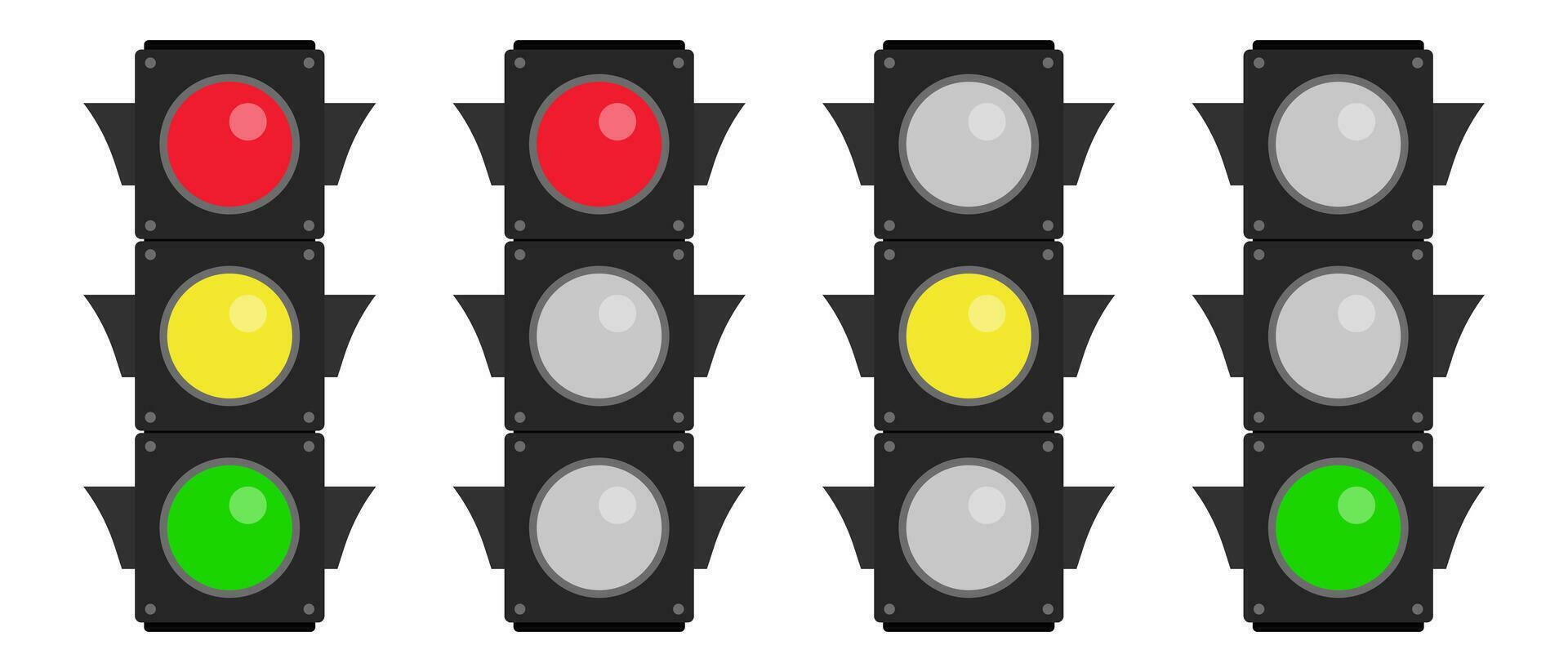 Vertical traffic light icon set. Red, yellow and green signals. Vectors. 26730007 Vector Art at ...