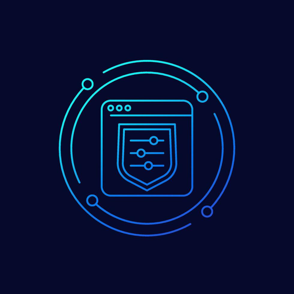 security settings line icon with shield for web 26731268 Vector Art at ...