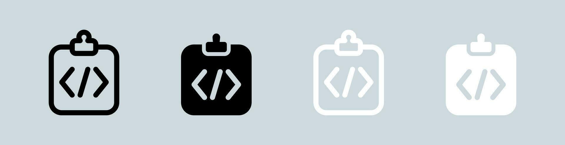 Coding icon set in black and white. Programming signs vector ...