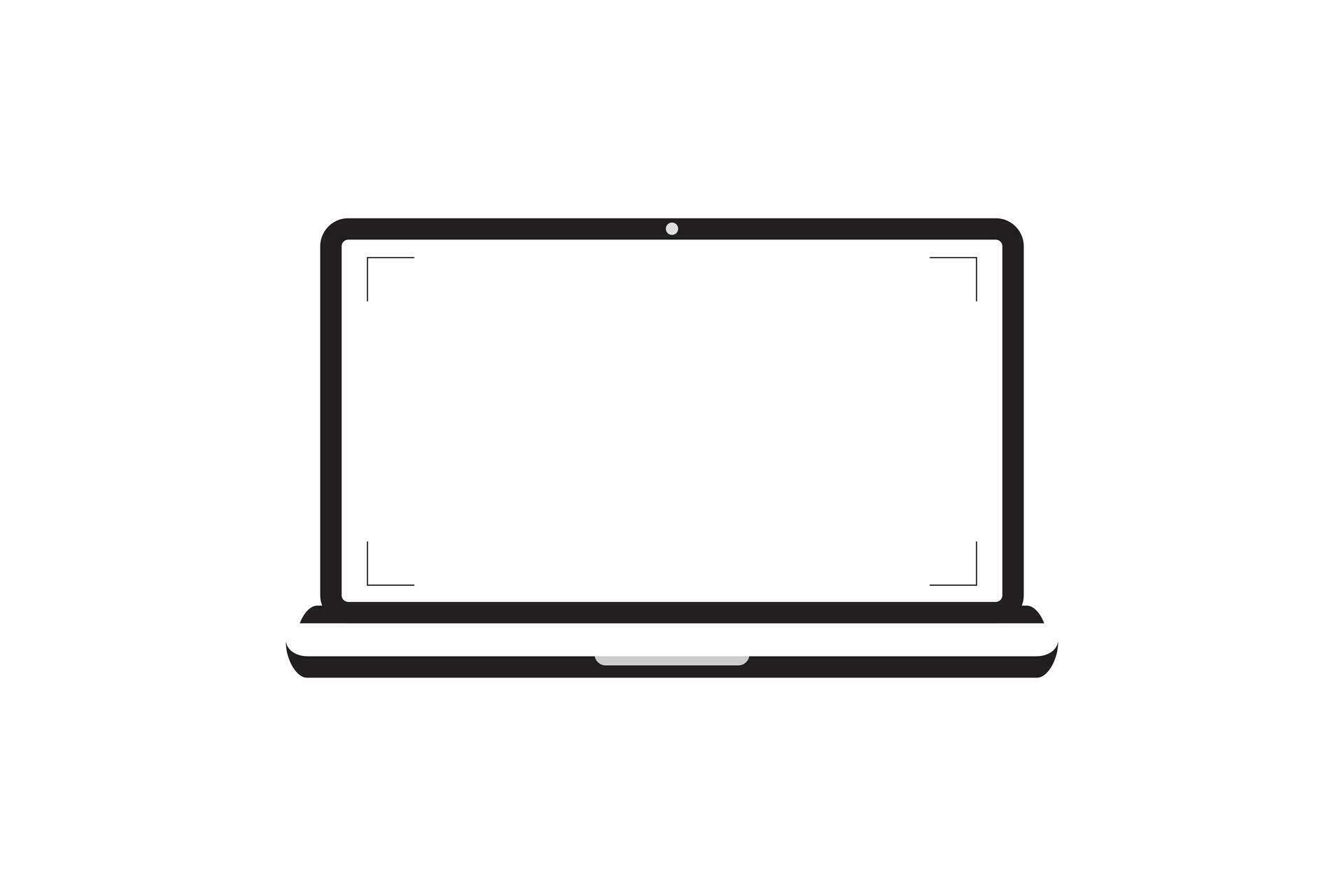 Laptop with blank screen. Notebook white screen template. Computer ...