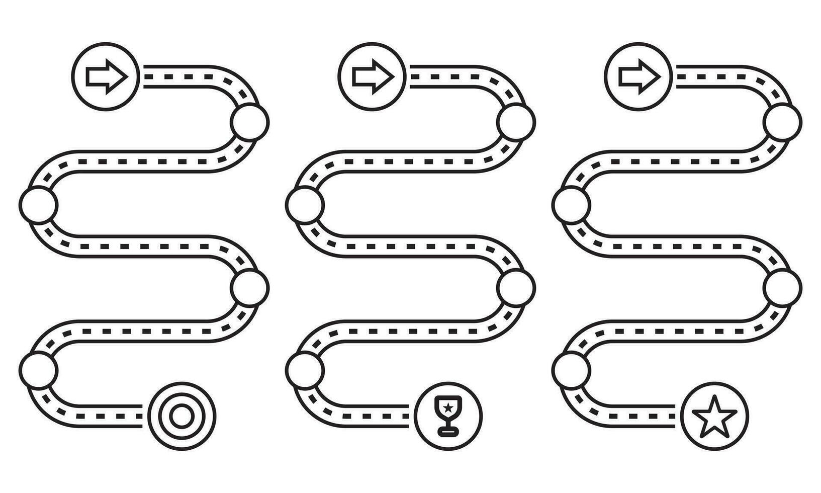 Product roadmap or project development navigation pathway- Line art ...