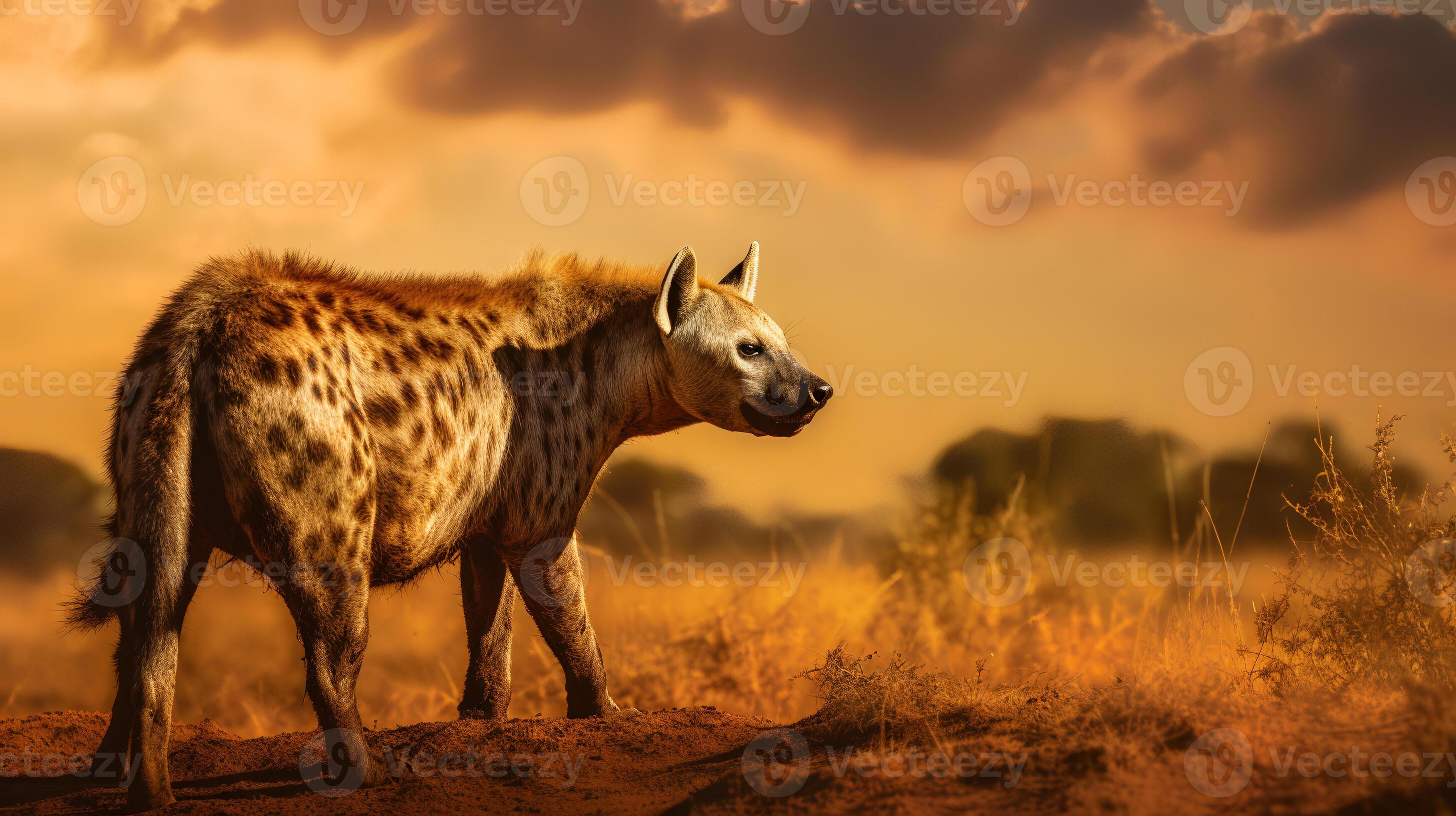 Photo of Hyena on savanna at sunset. 26739440 Stock Photo at Vecteezy