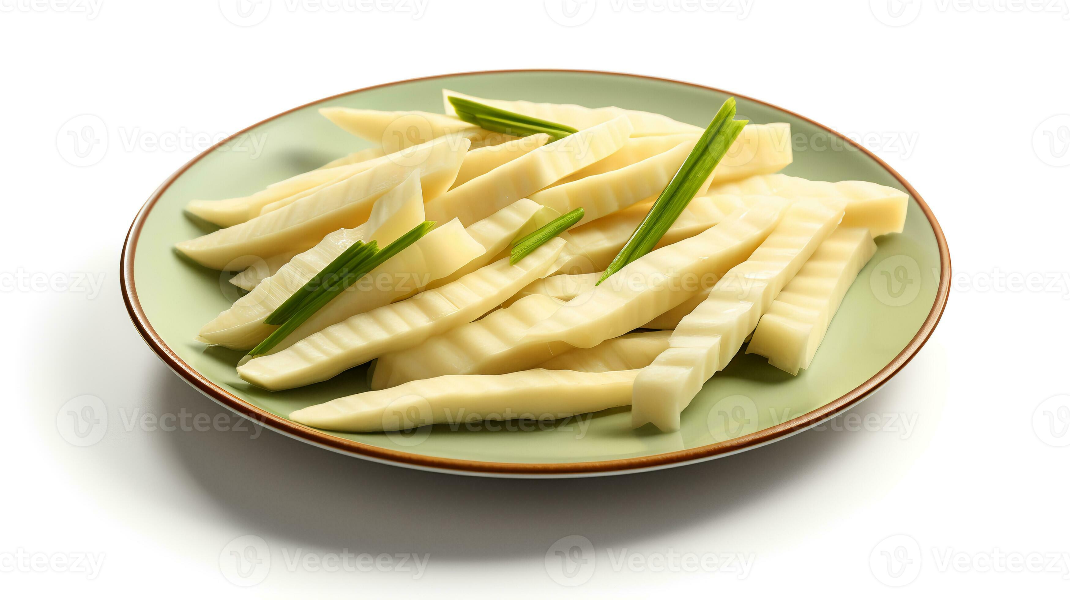 Photo of Bamboo shoots sliced pieces isolated on white background 26740398 Stock Photo at Vecteezy