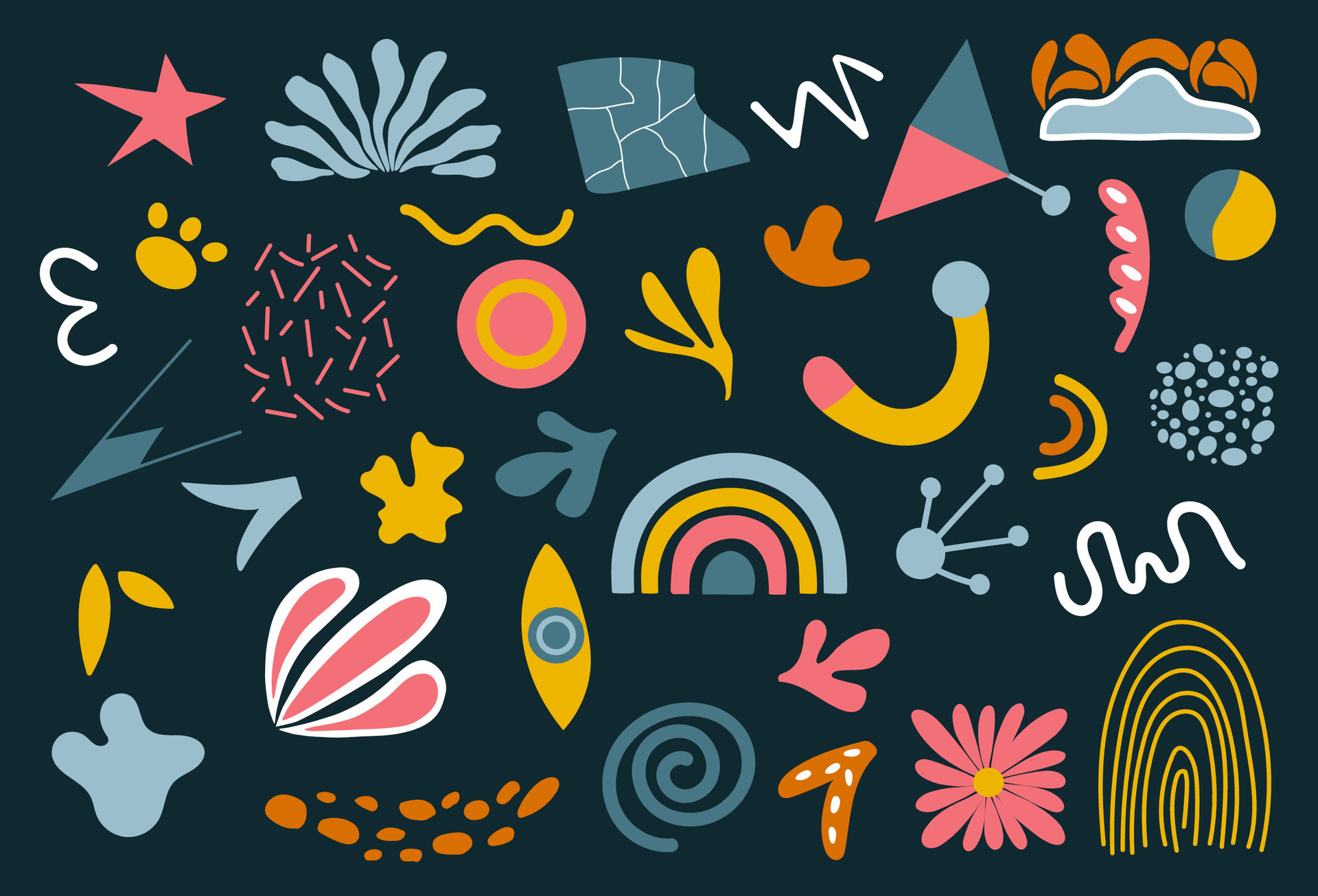 Colourful abstract set. Handdrawn doodle elements collection. Vector ...